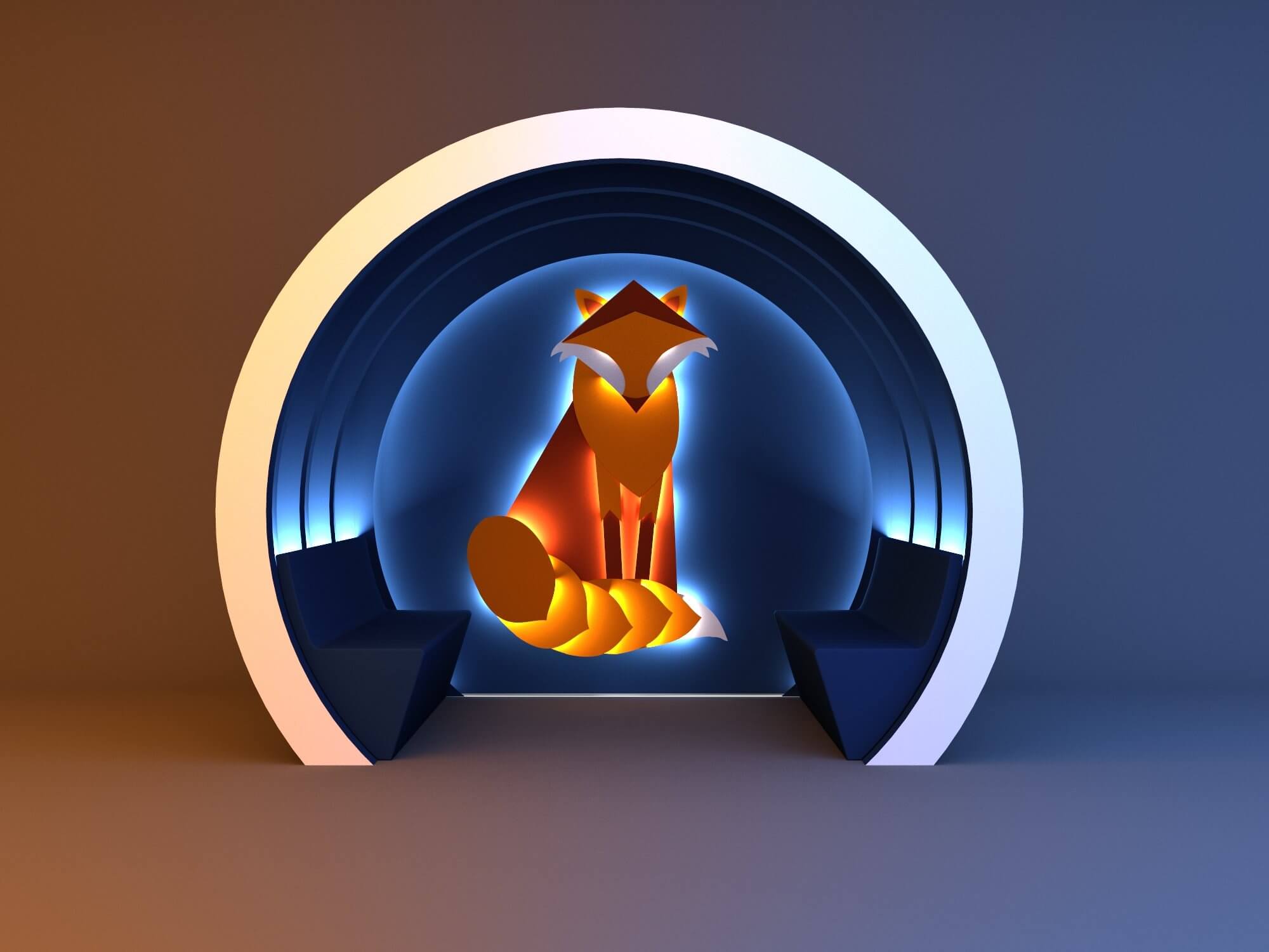 Unusual Sci-fi Fox Glow Bus Stop 3D Model by malibusan