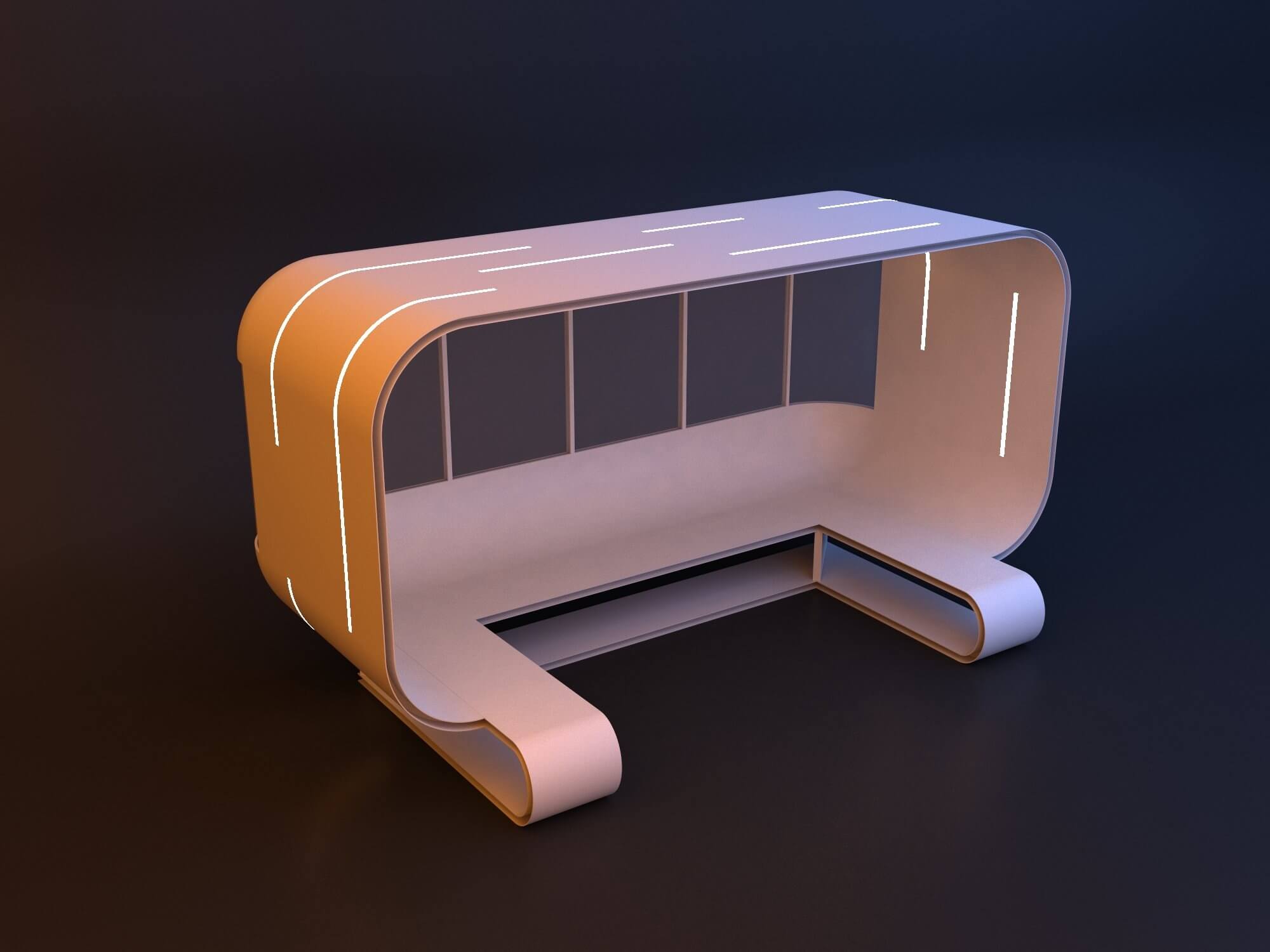 Urban Infrastructure Mobile Sci-Fi Bus Stop 3D Model by malibusan