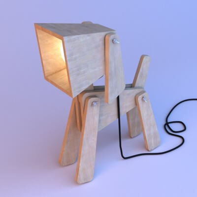 Wood Dog Lamp - 3D Model by malibusan