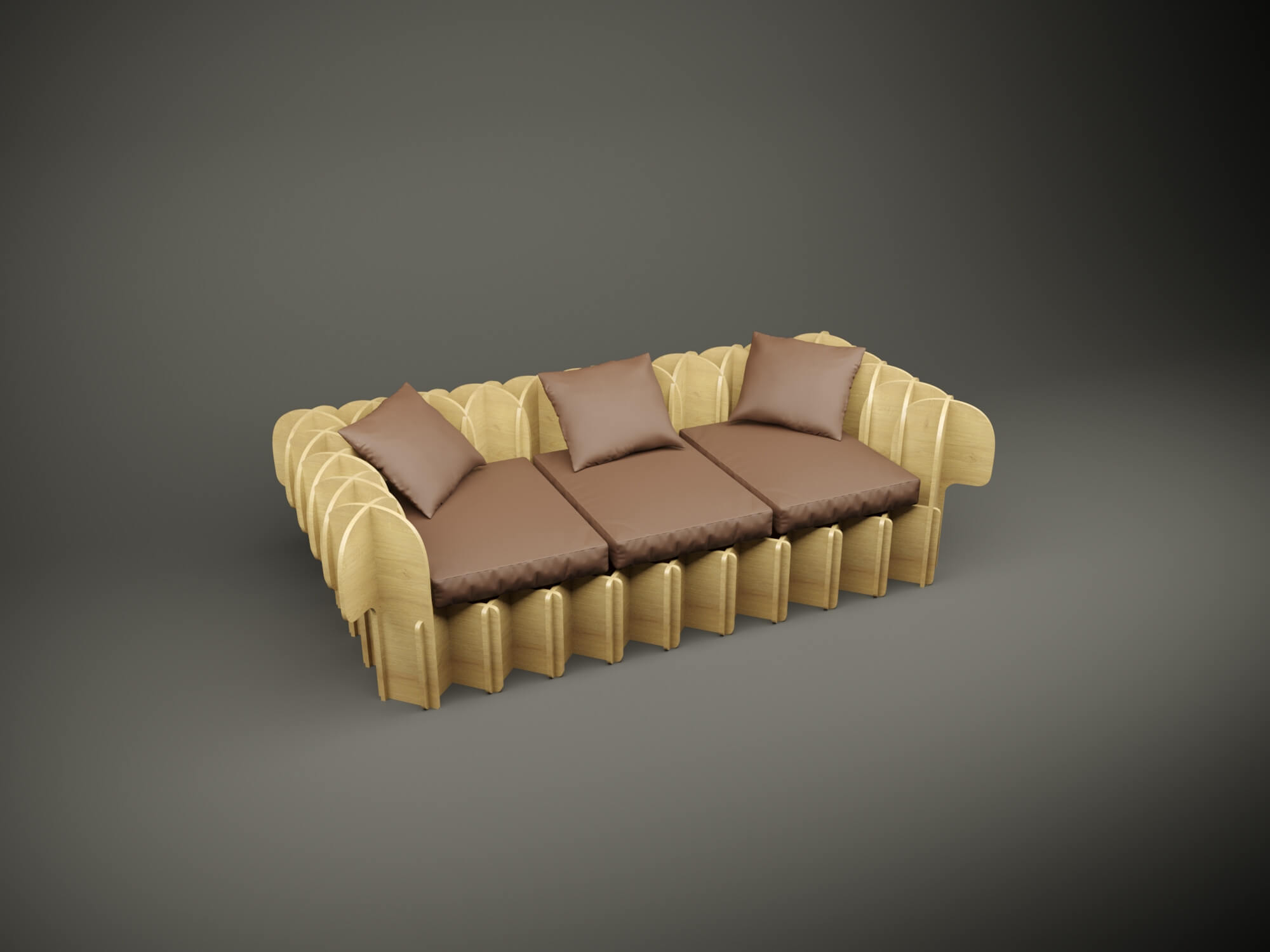 Wood Parametric Couch for CNC Machine - 3D Model by malibusan