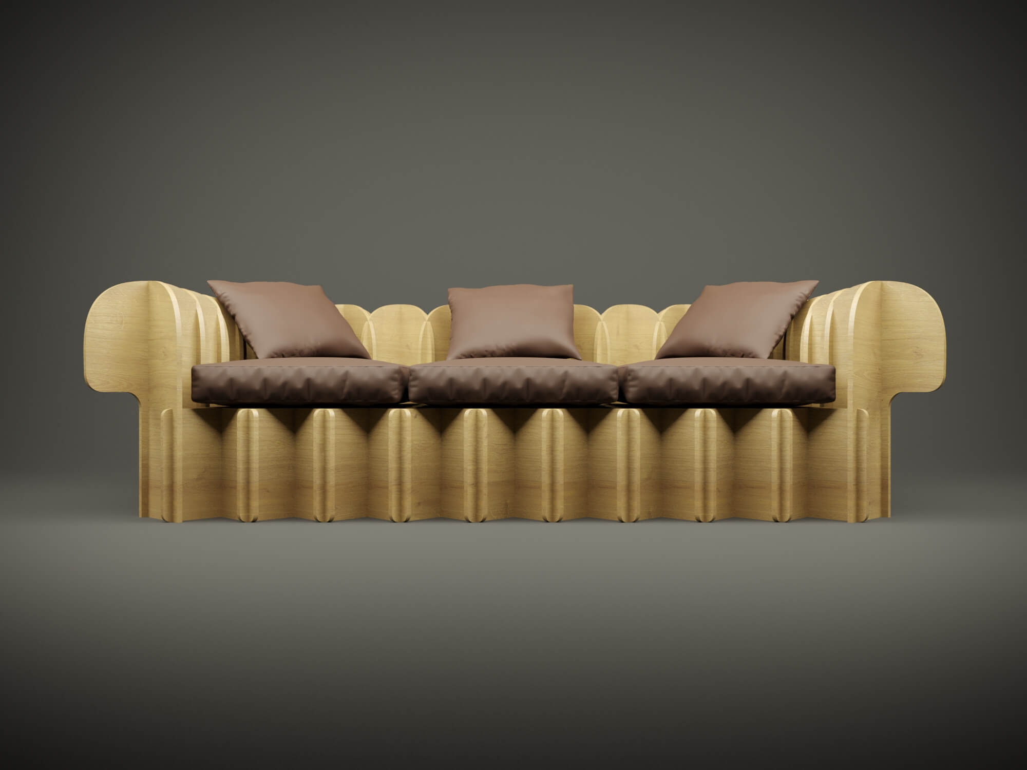 Wood Parametric Couch for CNC Machine - 3D Model by malibusan
