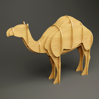 Wood Parametric Decor Camel for CNC Machine - 3D Model by malibusan