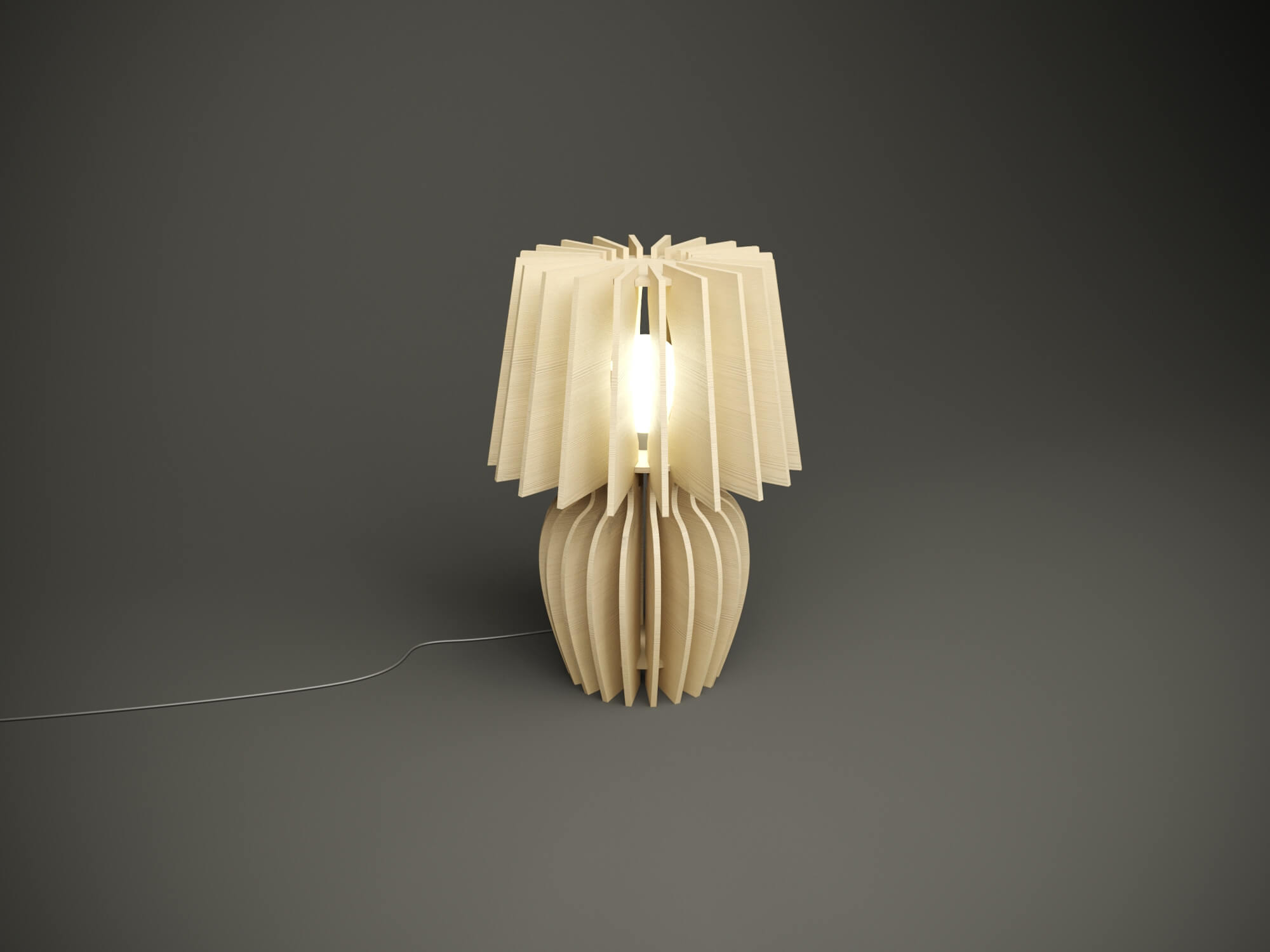 Wood Parametric Table Lamp for CNC Machine - 3D Model by malibusan