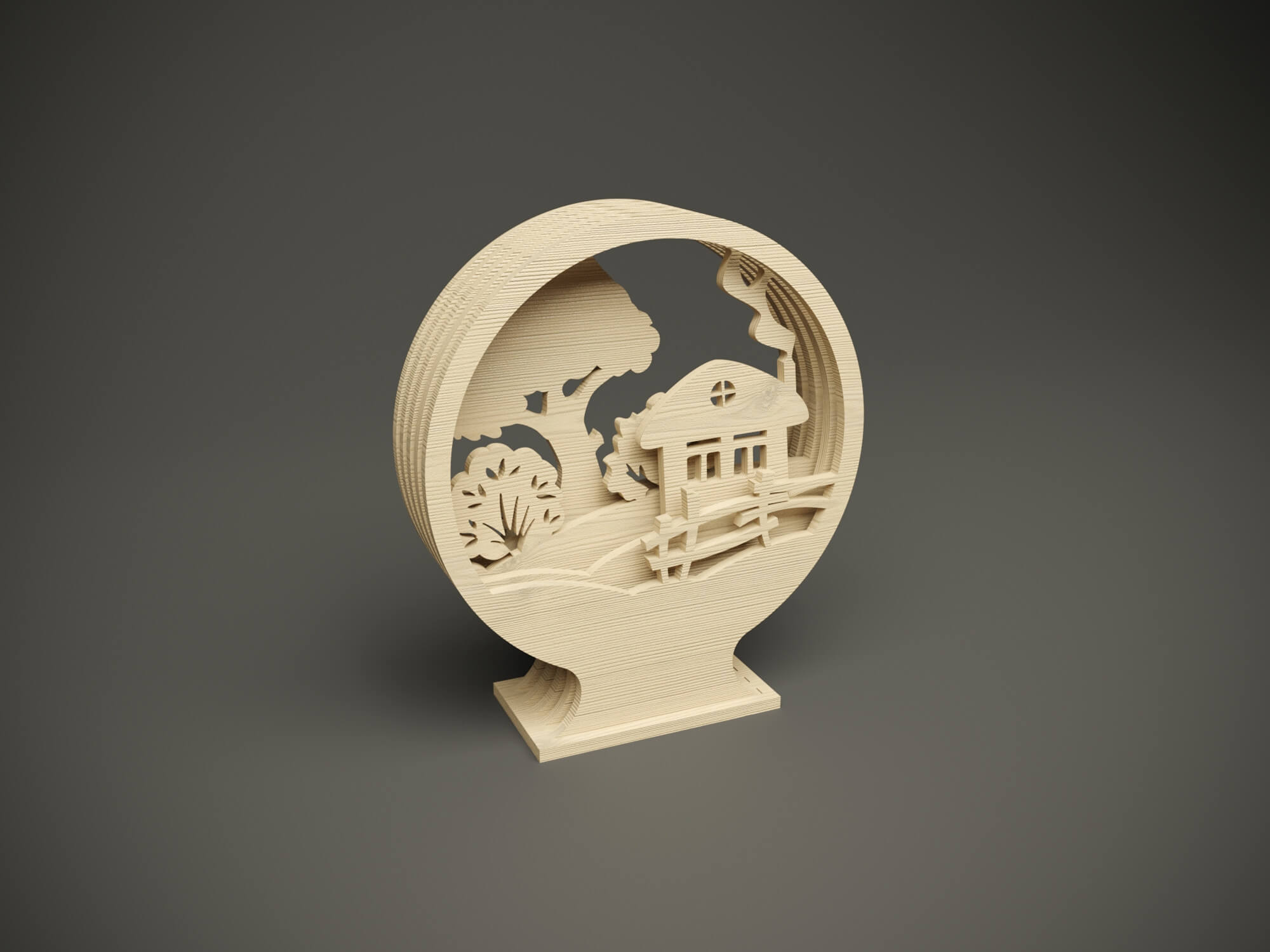 Wood Parametric Village for CNC Machine - 3D Model by malibusan