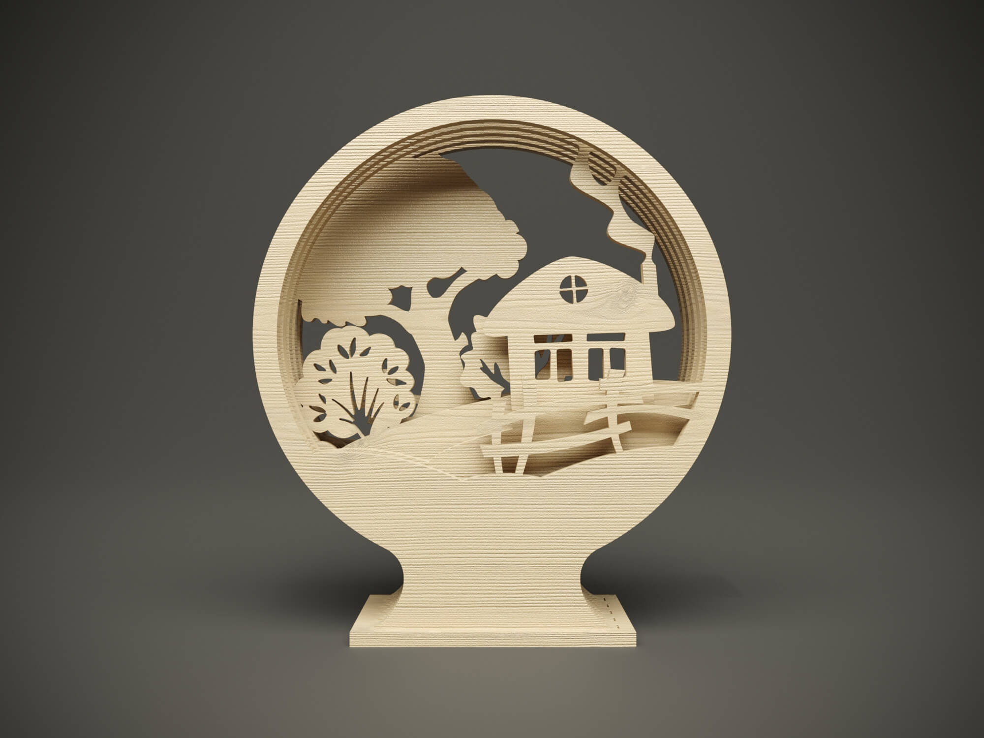 Wood Parametric Village for CNC Machine - 3D Model by malibusan