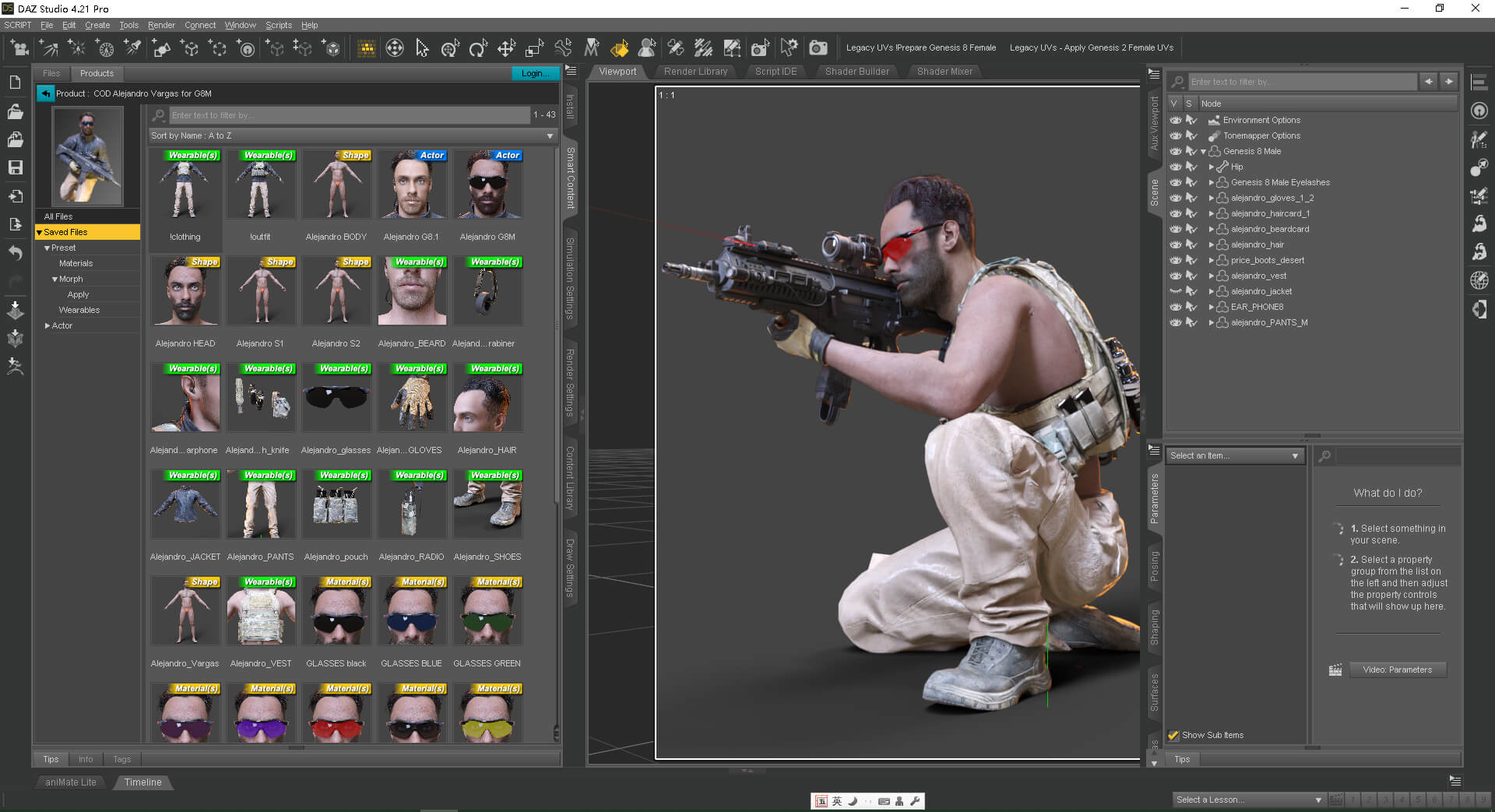 COD Alejandro Vargas and Outfit for G8M - Daz Content by malimali