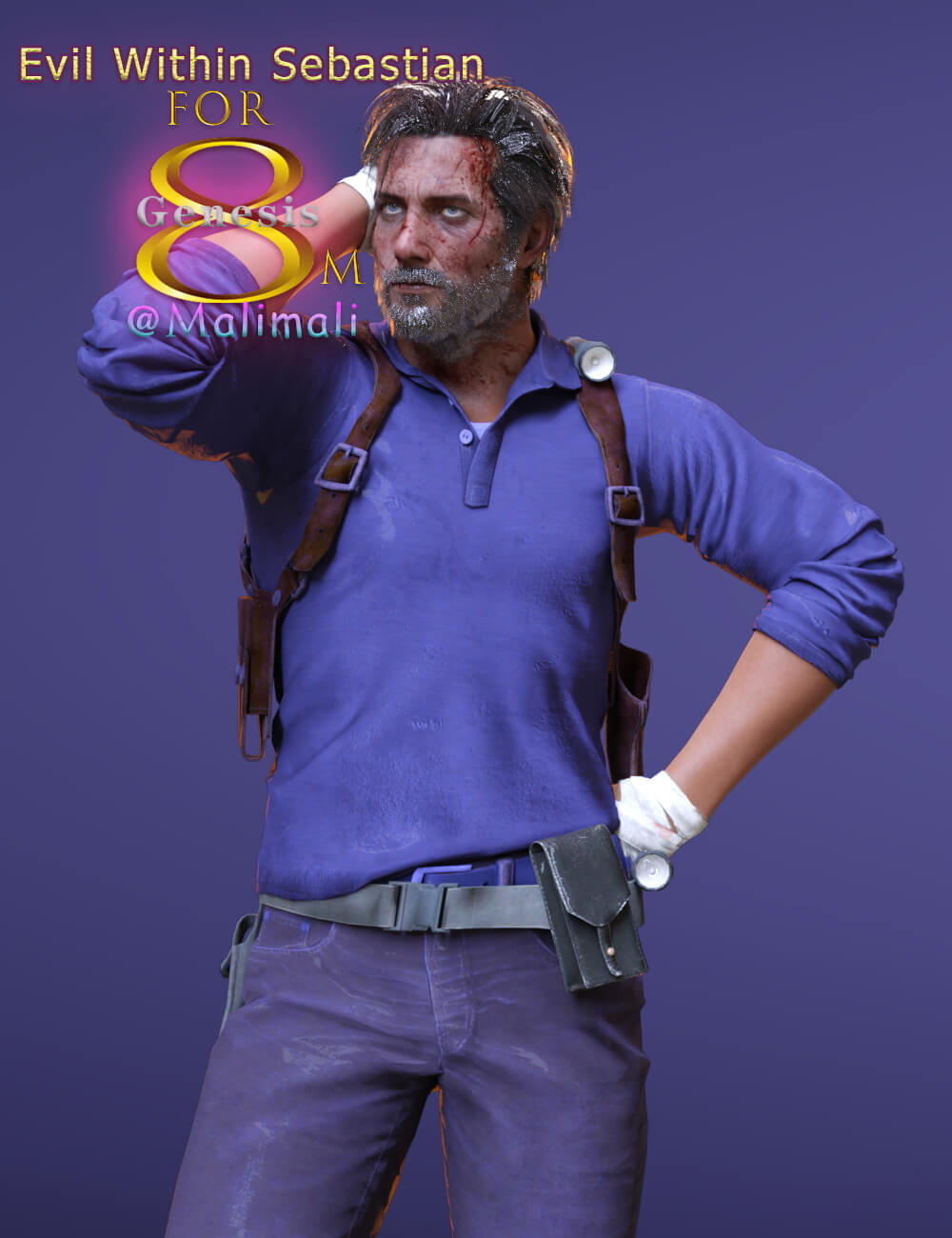 Evil Within Sebastian for G8M V2 - Daz Content by malimali