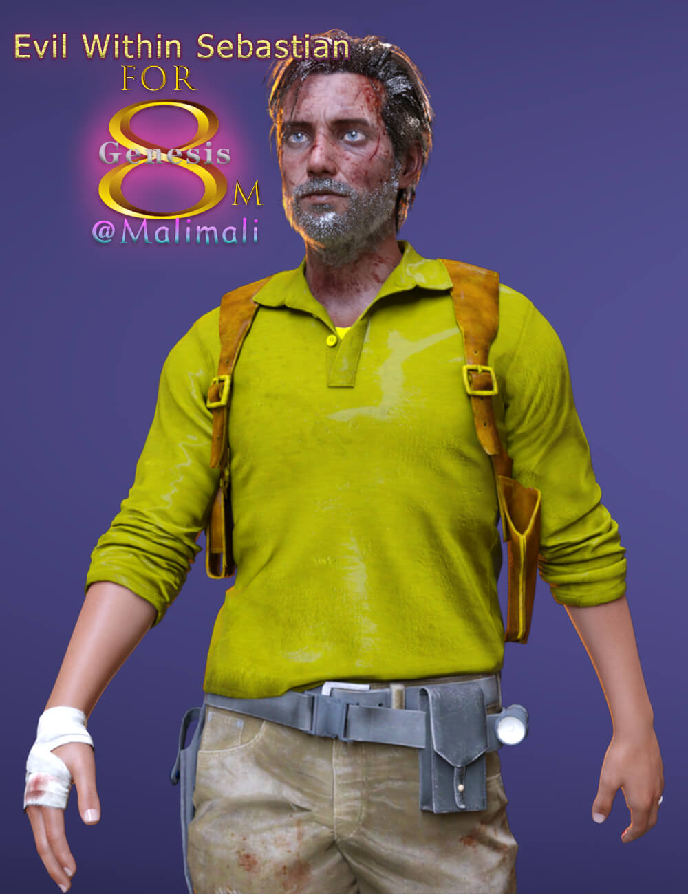 Evil Within Sebastian for G8M V2 - Daz Content by malimali