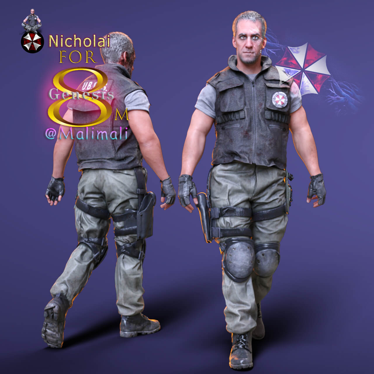 RE3 Nicholai and Ouftfit for G8M & G8.1 - Daz Content by malimali