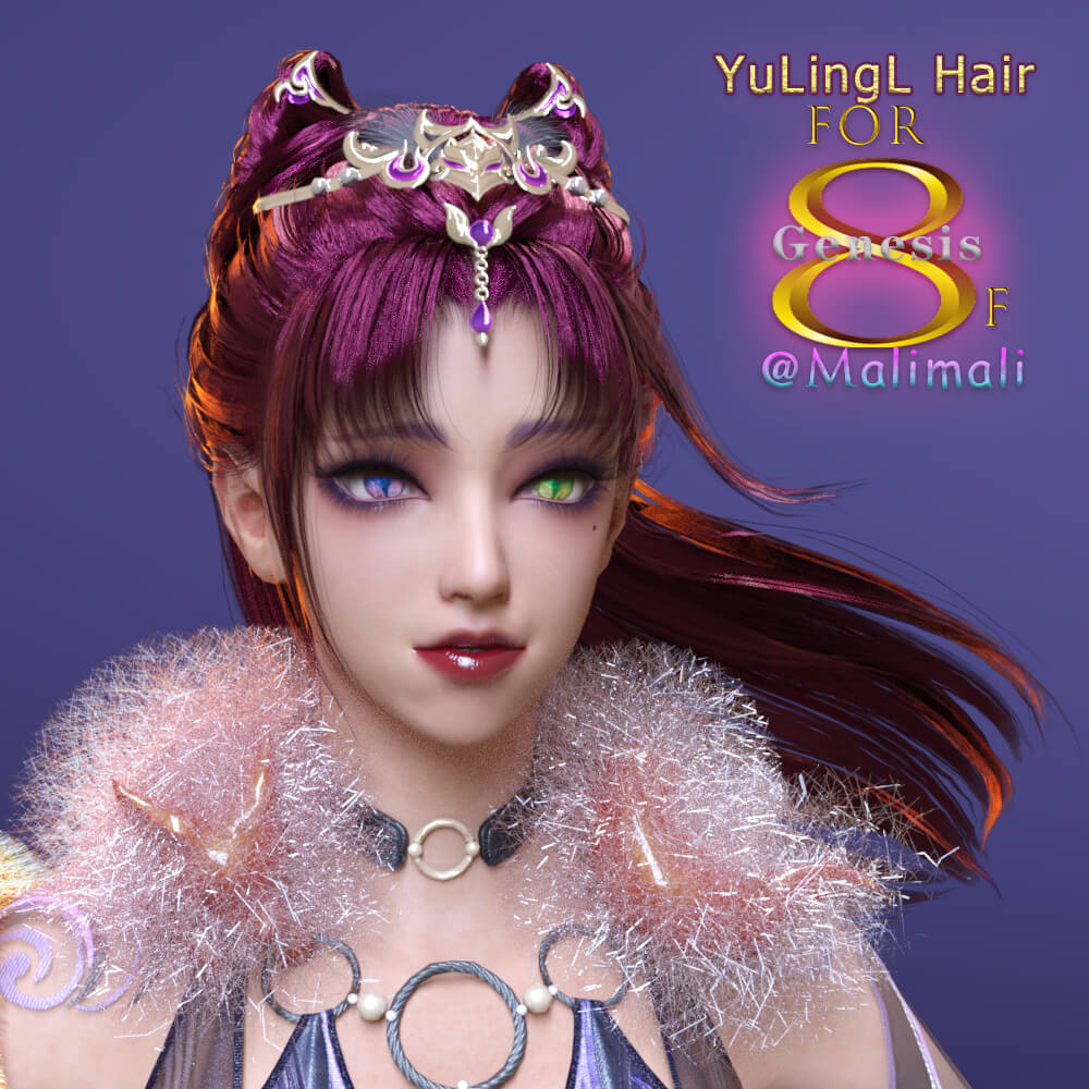 Yuling Rigged Hair for Genesis 8 Female - Daz Content by malimali