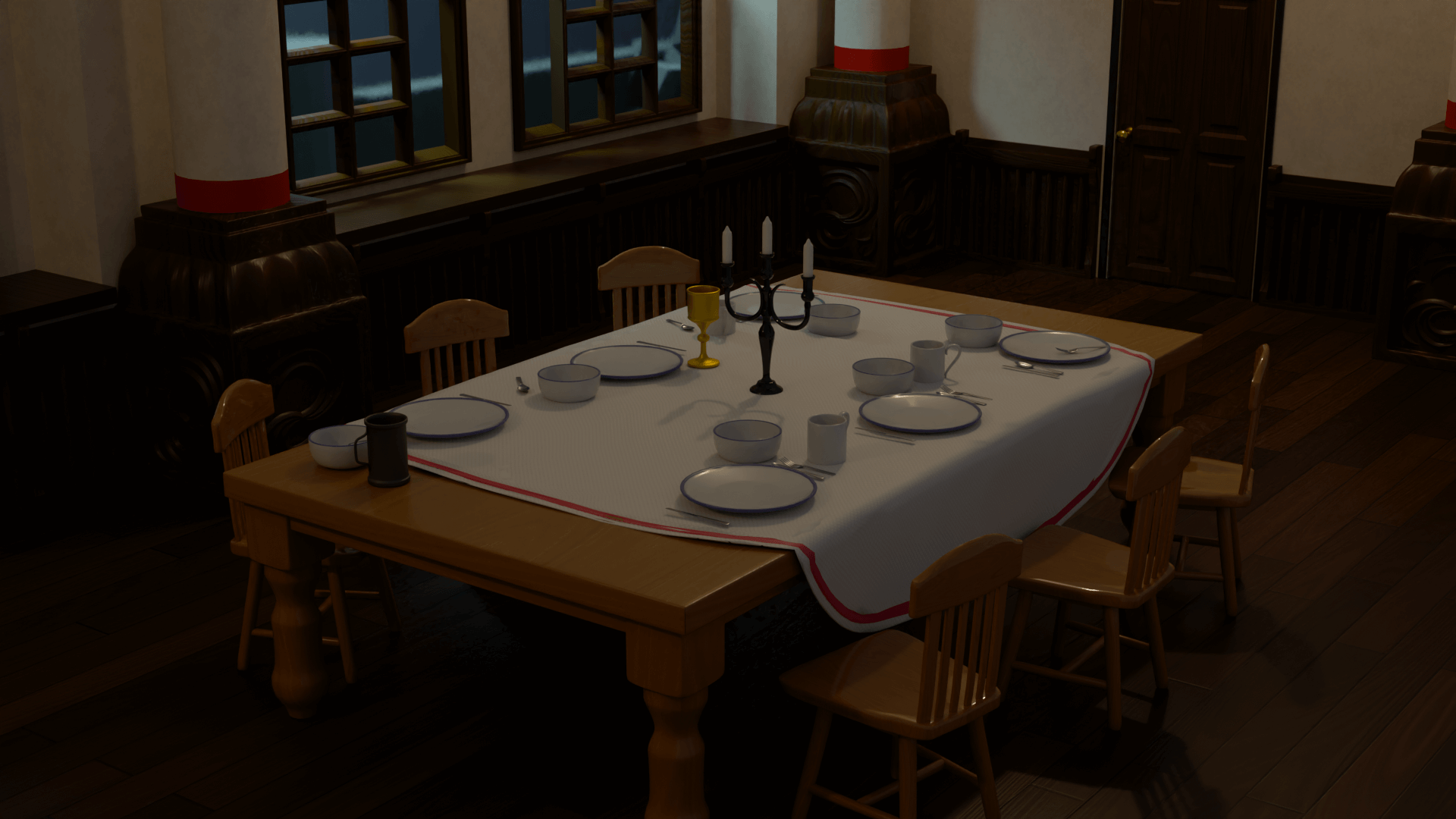 Dining Room 3D Render, Digital Art by Malixemous