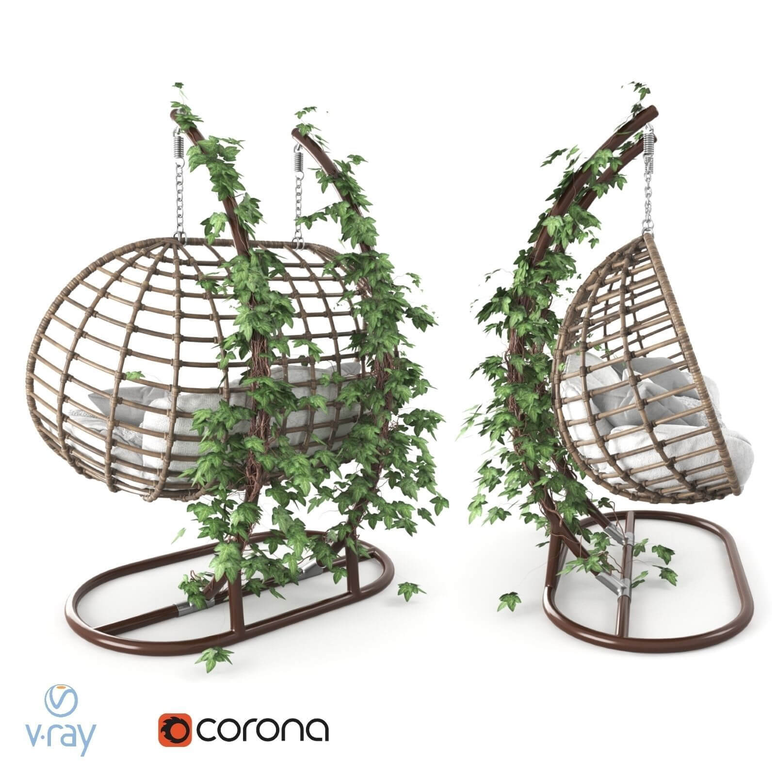 Garden Swing Hanging "Cocoon" of Rattan - 3D Model by malkmen84