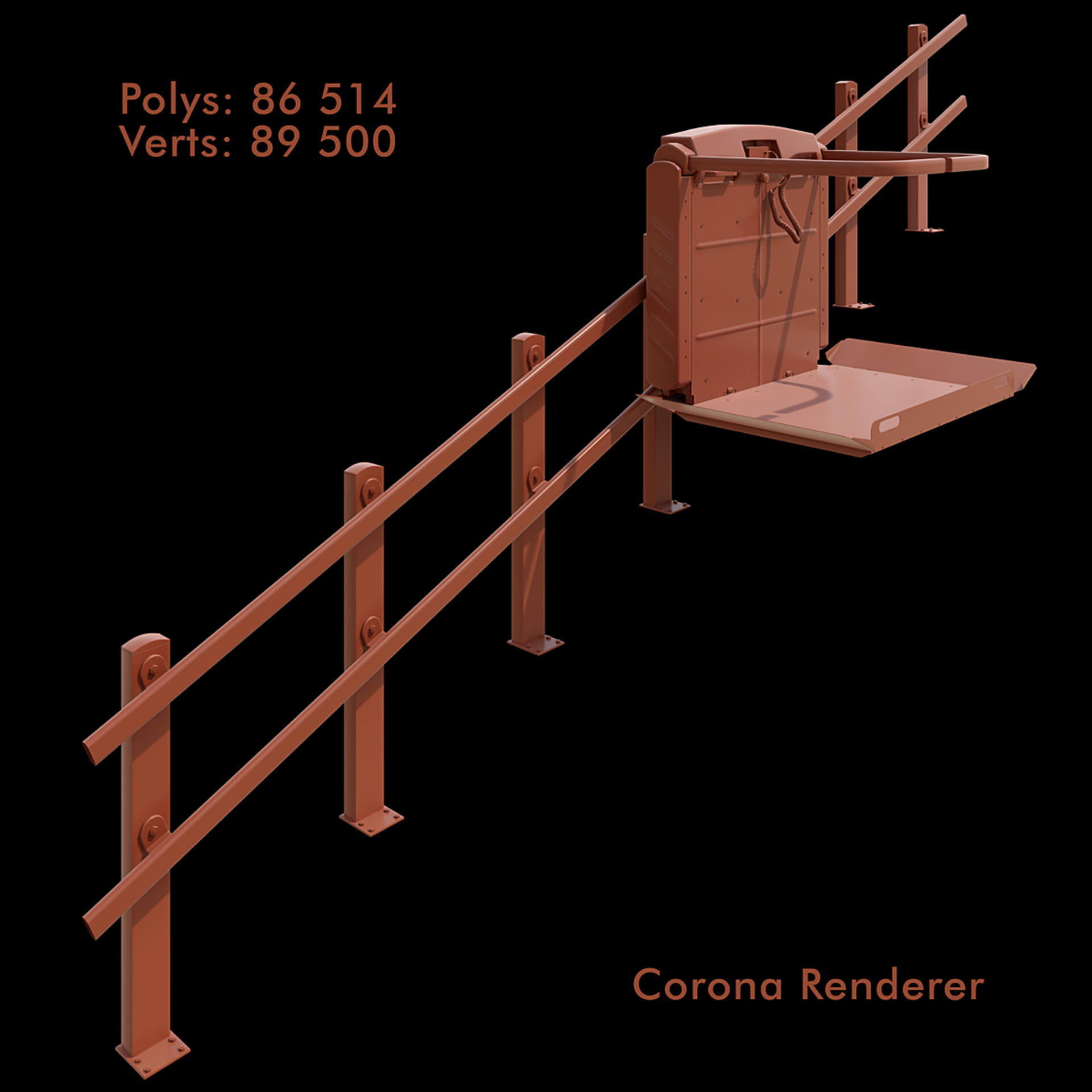 Inclined Stair Lift Vimec - 3D Model by malkmen84