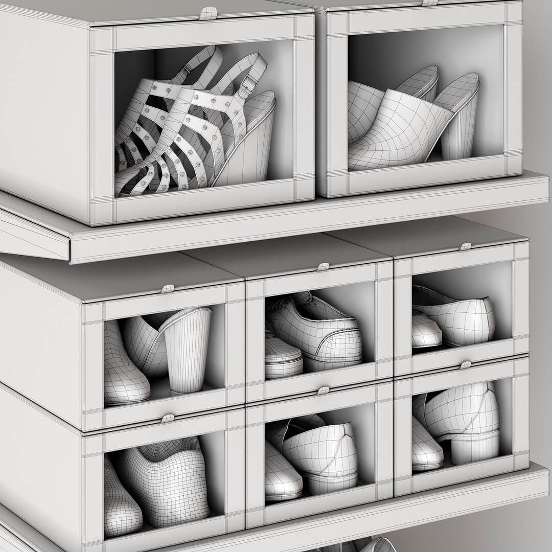 Shoe Rack in a Shoe Cabinet - 3D Model by malkmen84