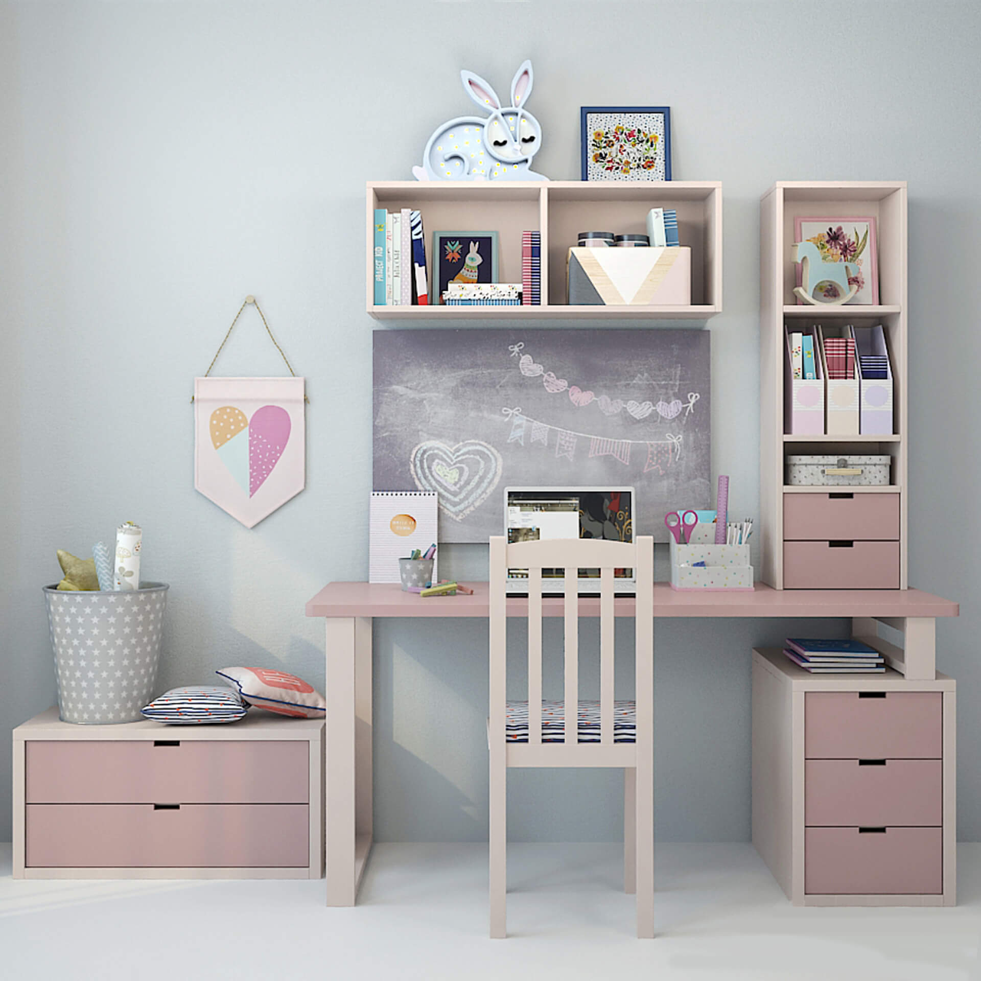 Writing Desk and Decor for a Child - 3D Model by malkmen84