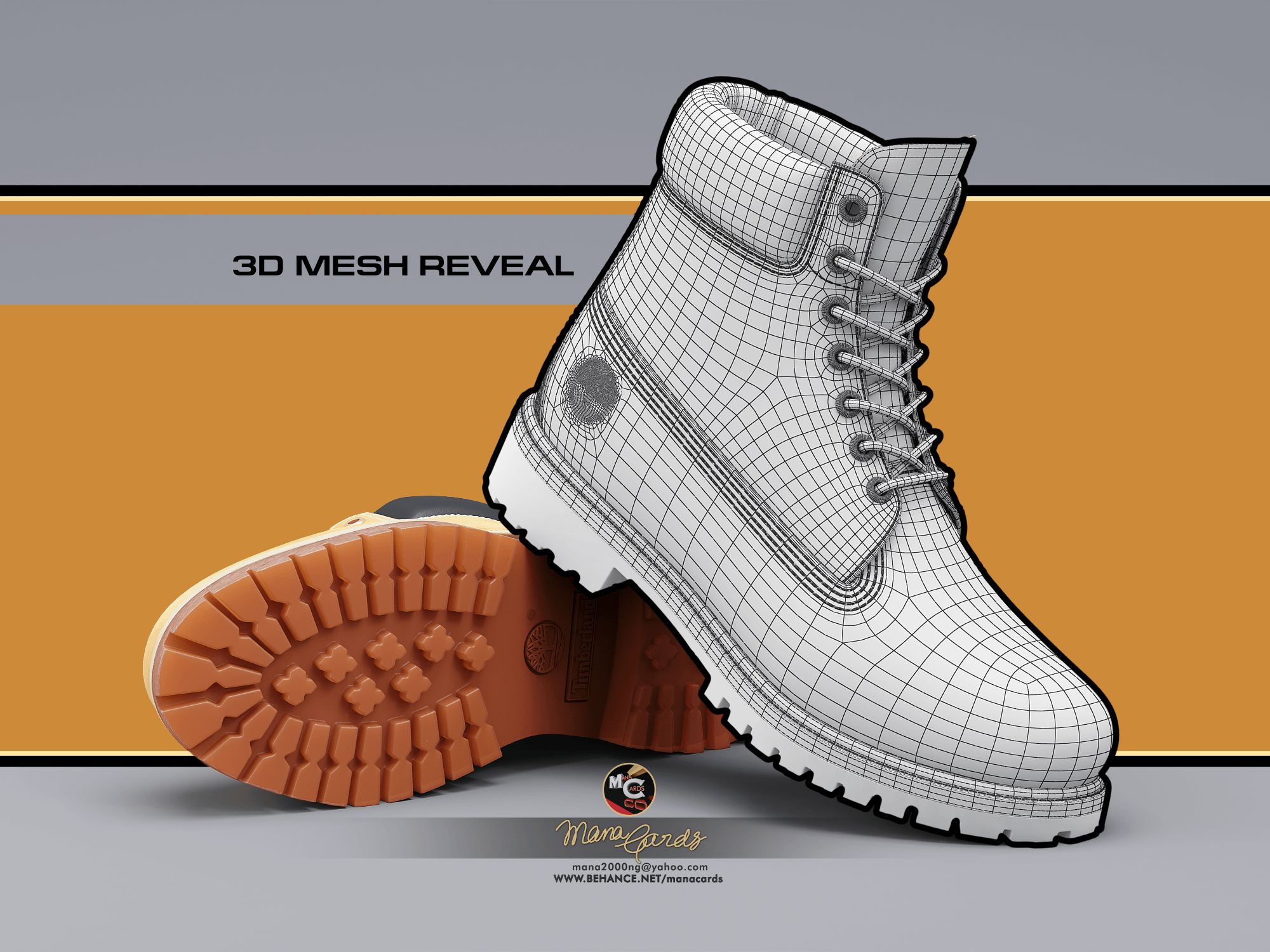 3d footwear viz Air-Timberland Premium 6inches boots WF 3D Render