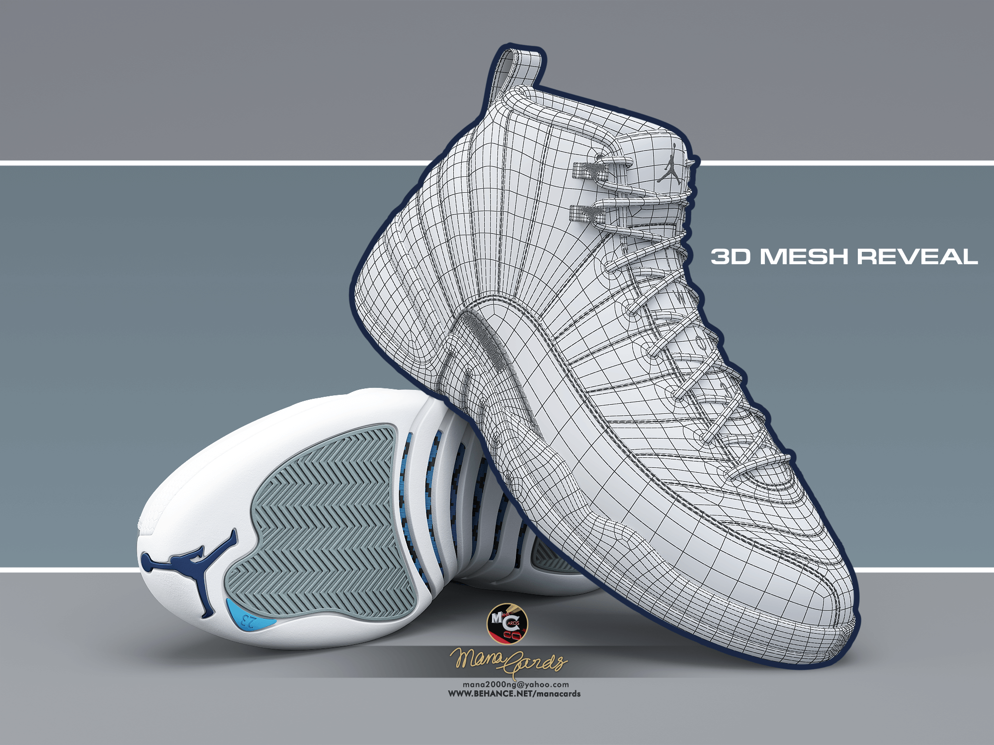 3d sneakers viz Air-Jordan 12-retro WF 3D Render by manacards