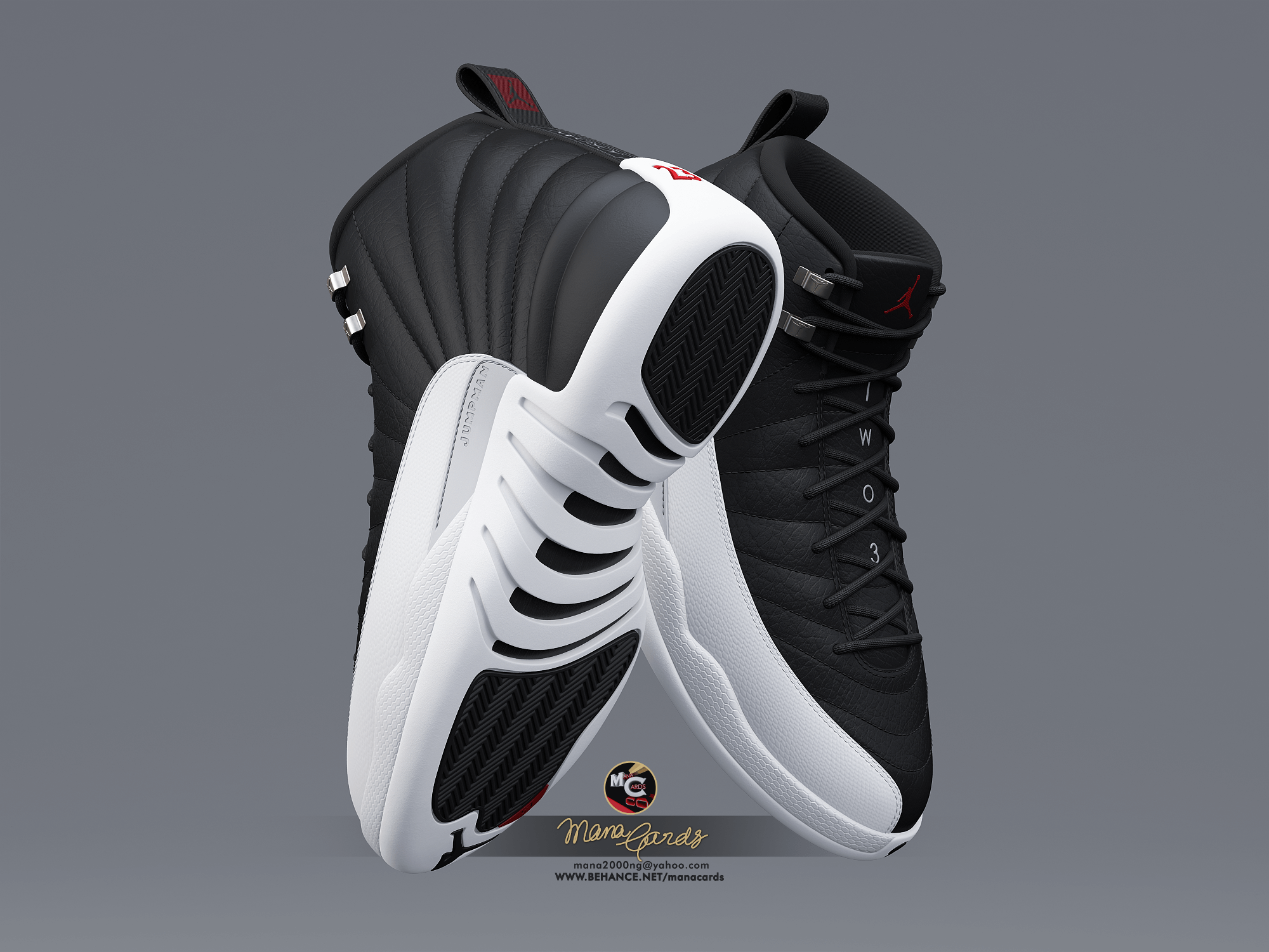 3d sneakers viz_Air-Jordan 12-retro 3D Render by manacards