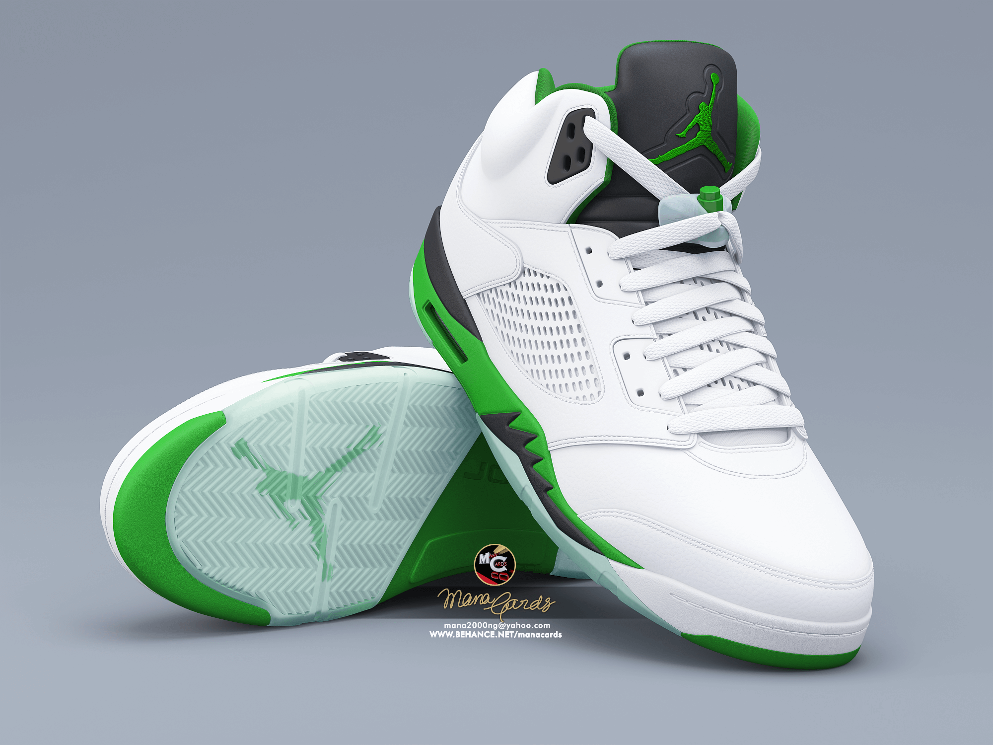 3d Sneakers viz Air Jordan 5-retro 3D Render by manacards