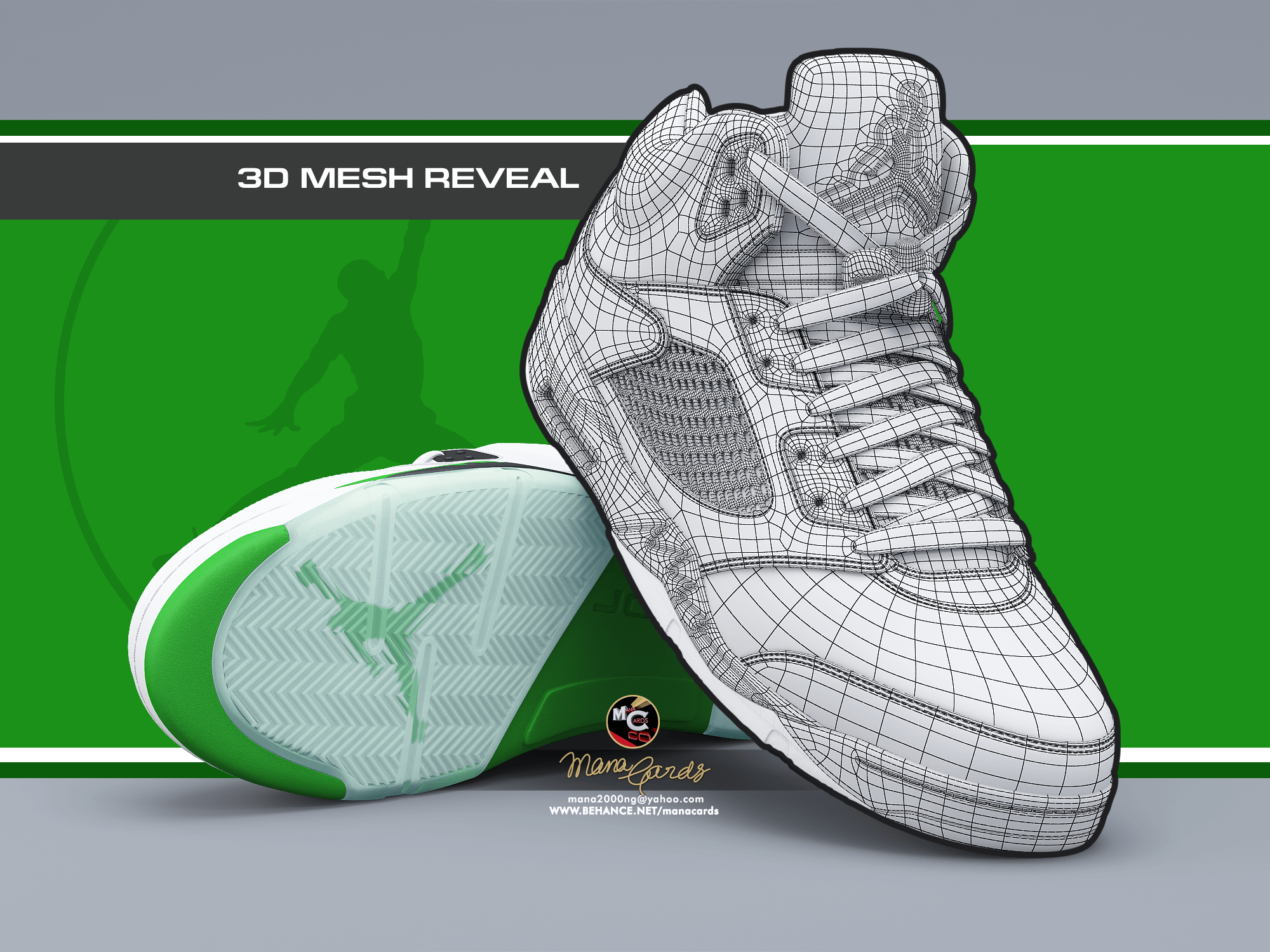 3d Sneakers viz Air Jordan 5-retro 3D Render by manacards