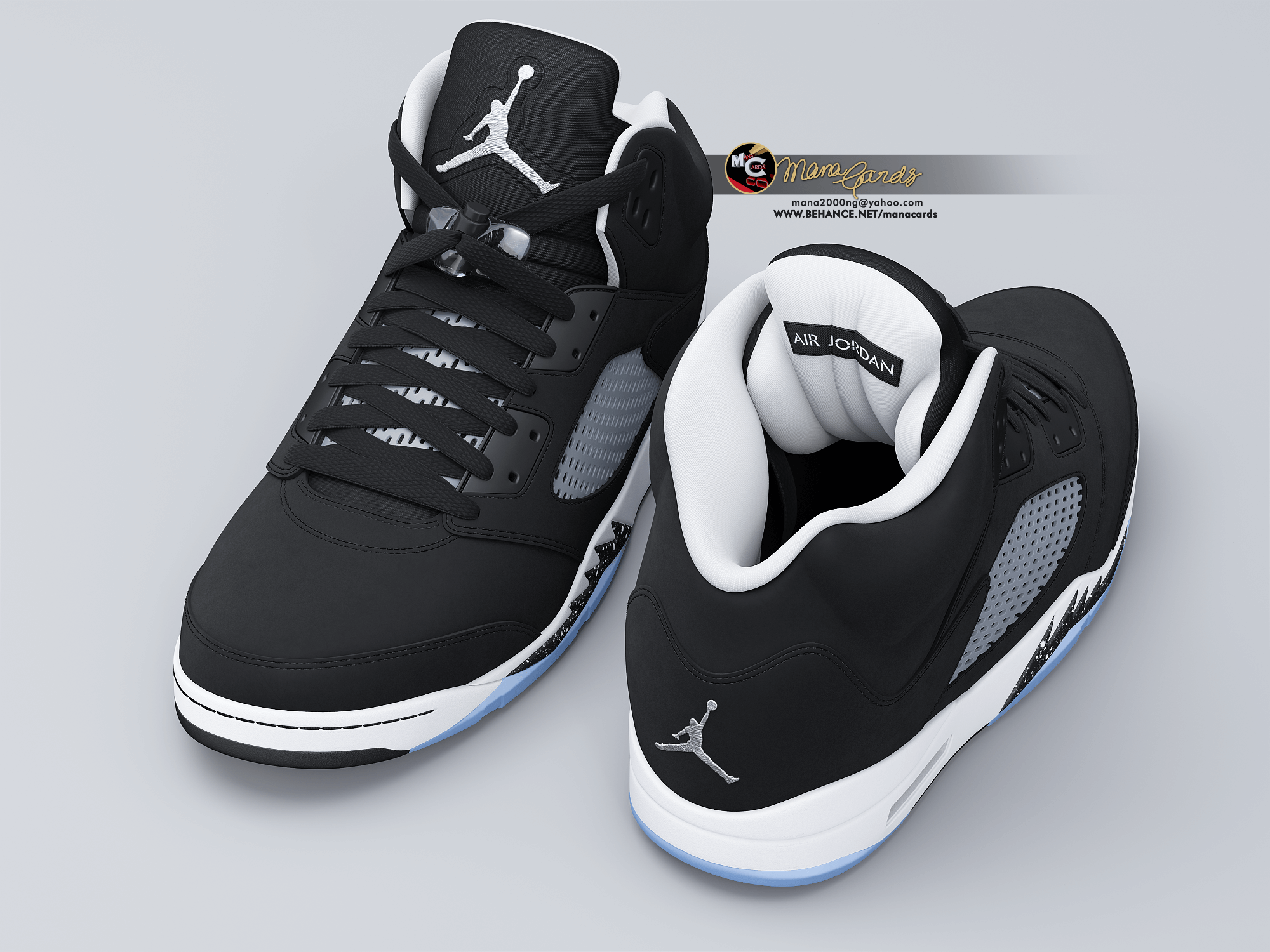 3d Sneakers viz Air Jordan 5-retro 3D Render by manacards