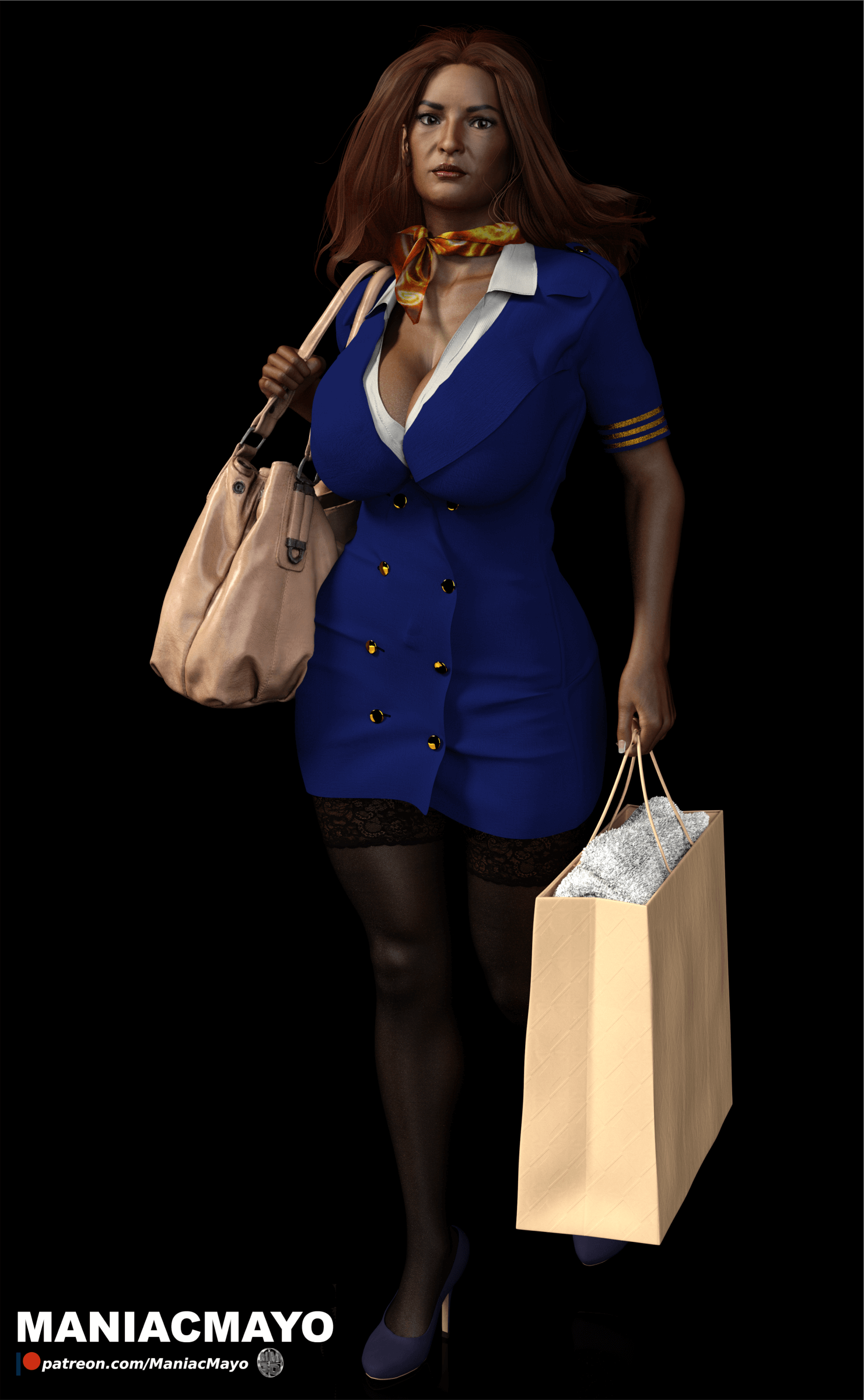 Jackie 3D Render, Digital Art by Maniacmayo