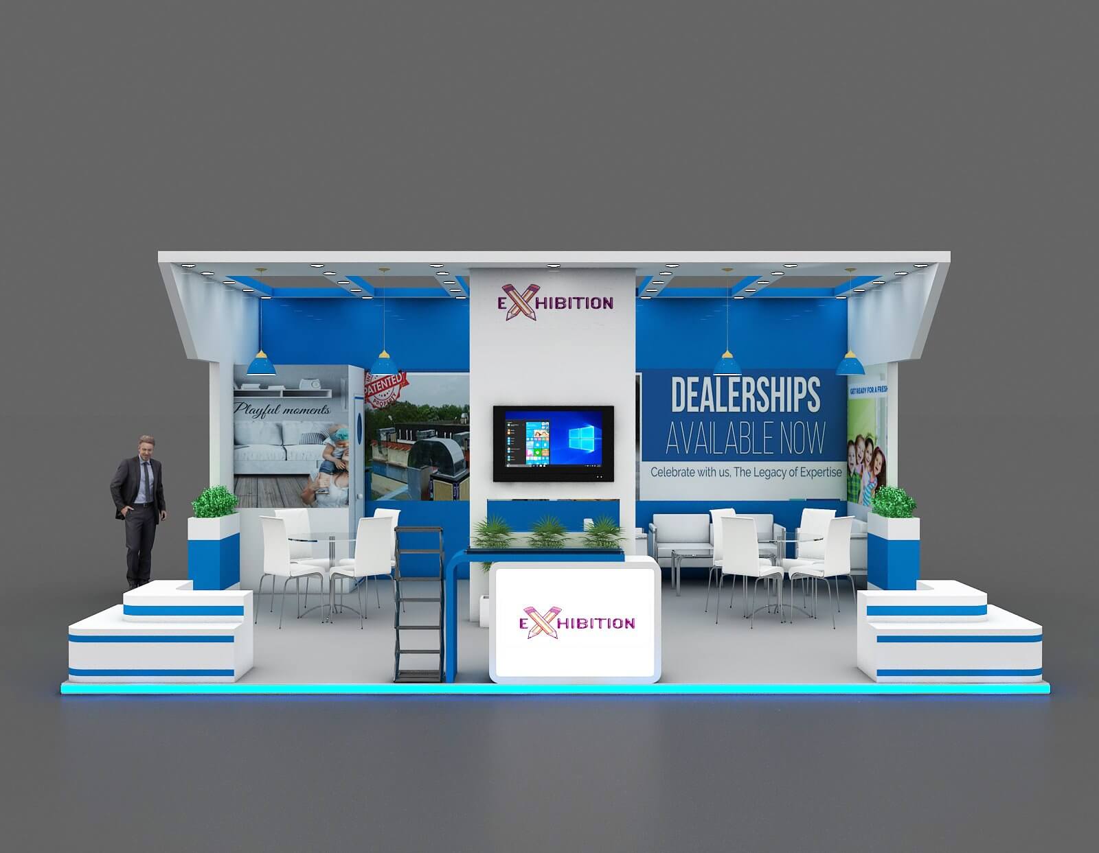 3.Exhibition Stall (3 Sides Open) - 3D Model by manishsingla1994