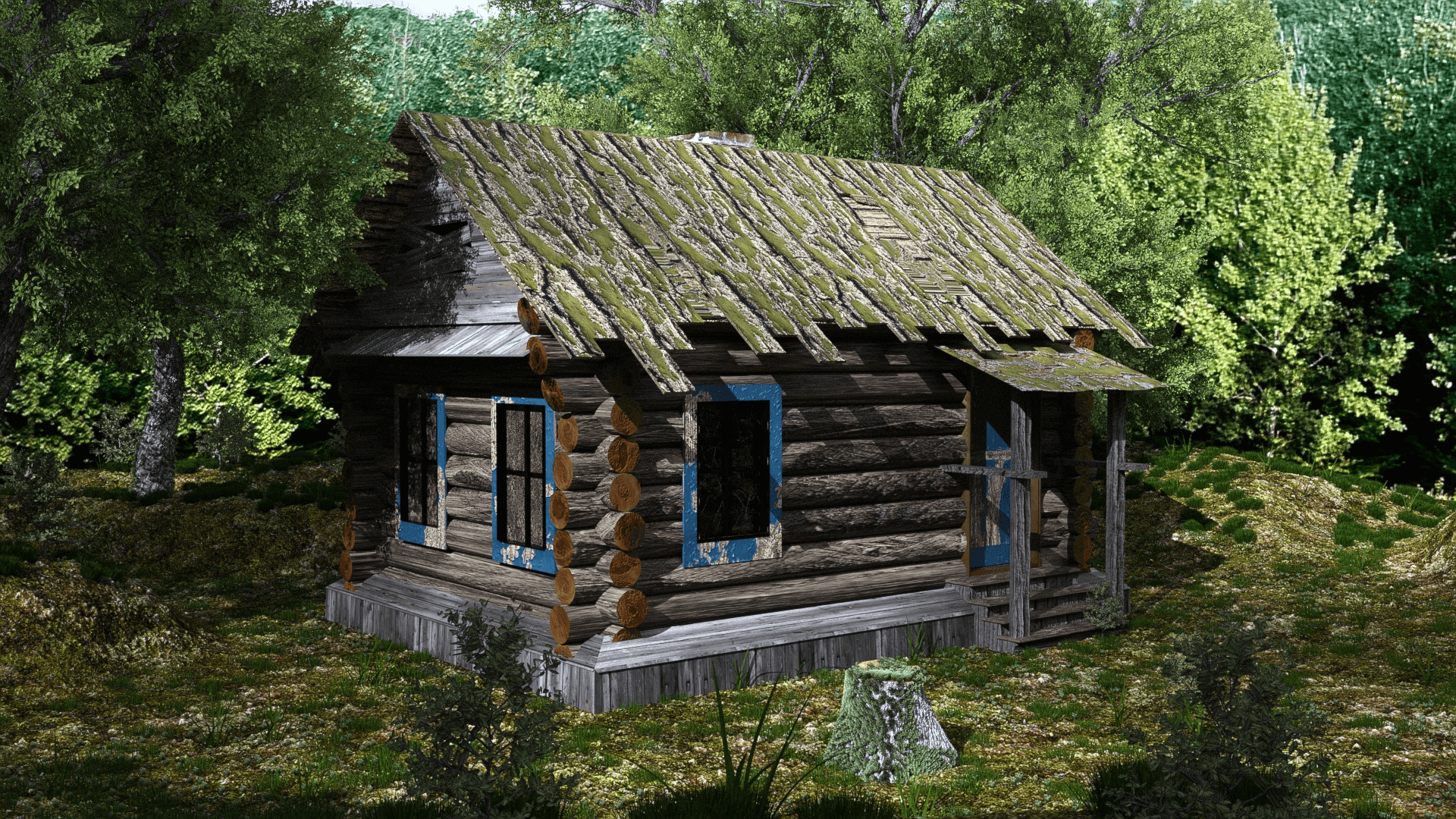 Hunting Cabin 3D Render, Digital Art by Mapin