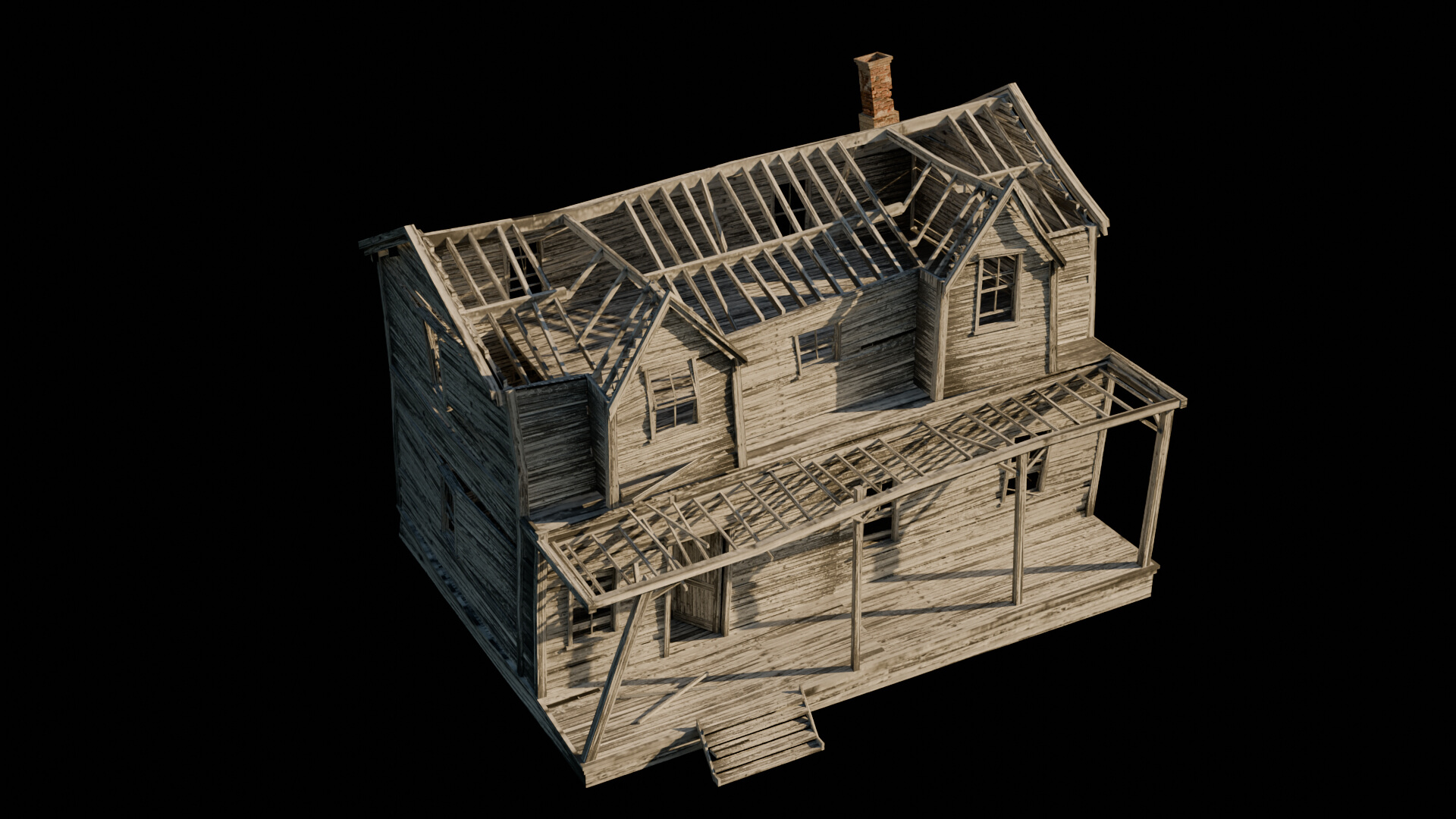 Abandoned House With Interior Low Poly - 3D Model by Marcangangelo Di ...