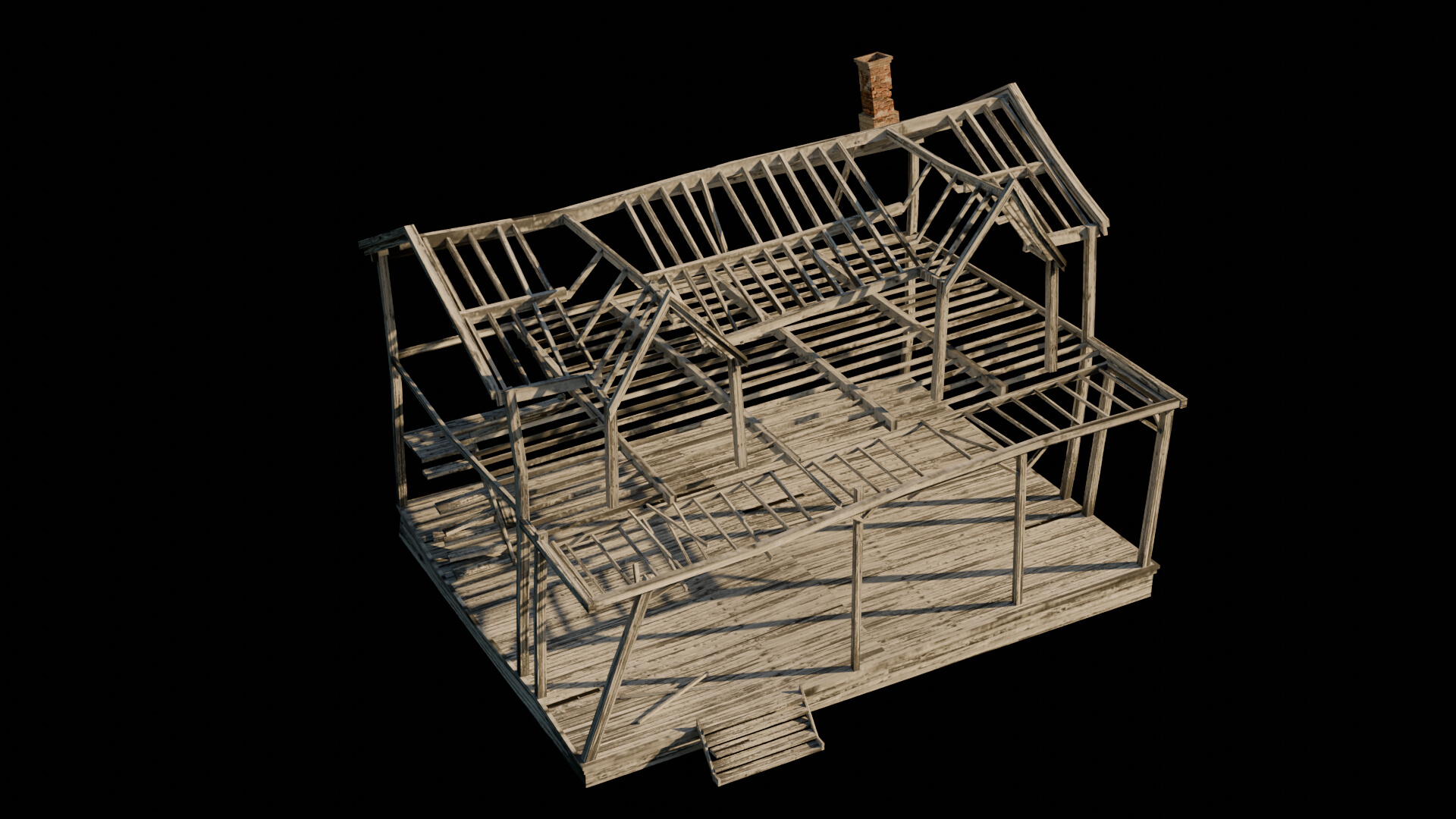 Abandoned House With Interior Low Poly - 3D Model by Marcangangelo Di ...