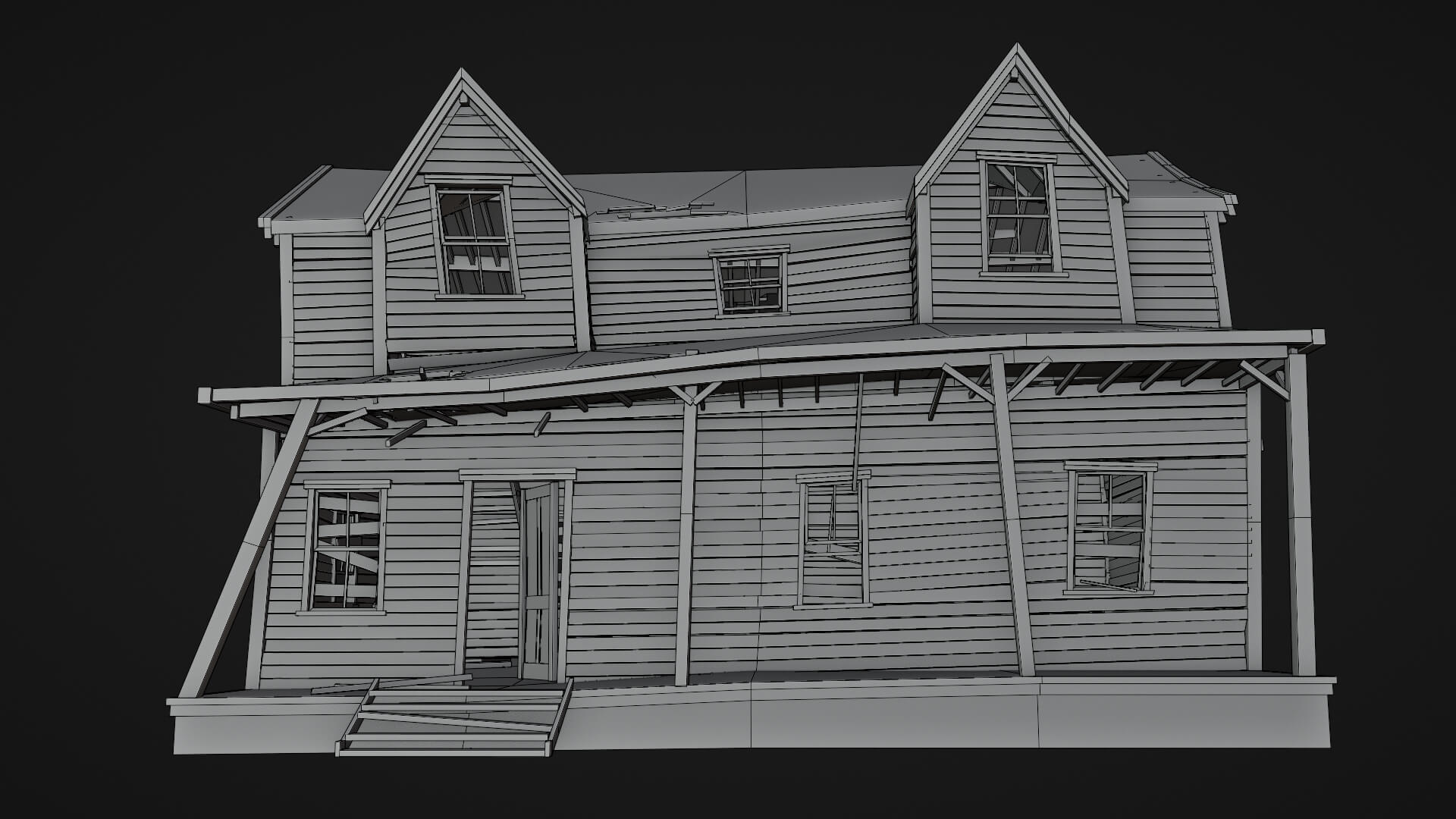 Abandoned House With Interior Low Poly - 3D Model by Marcangangelo Di ...