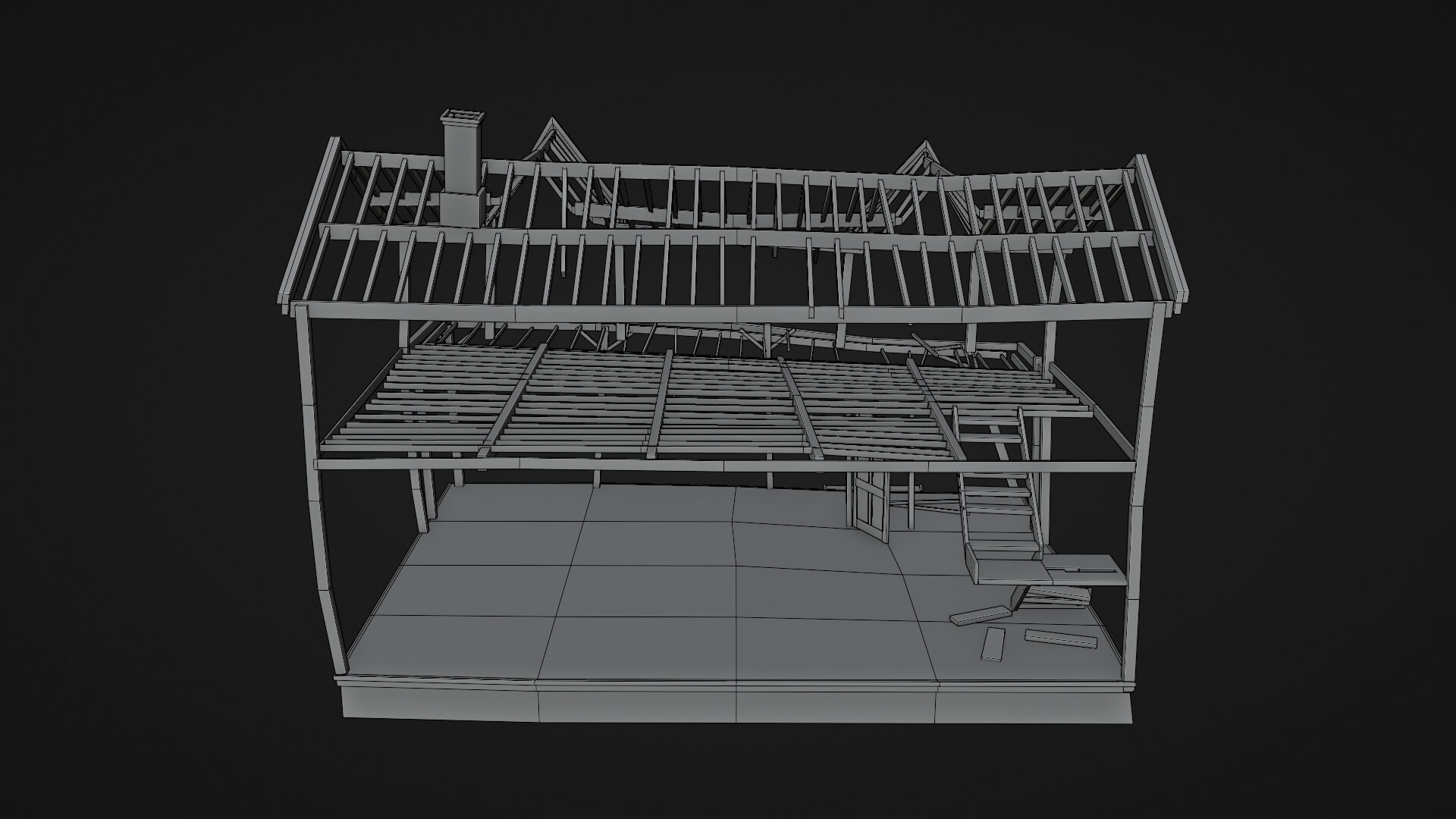 Abandoned House With Interior Low Poly - 3D Model by Marcangangelo Di ...