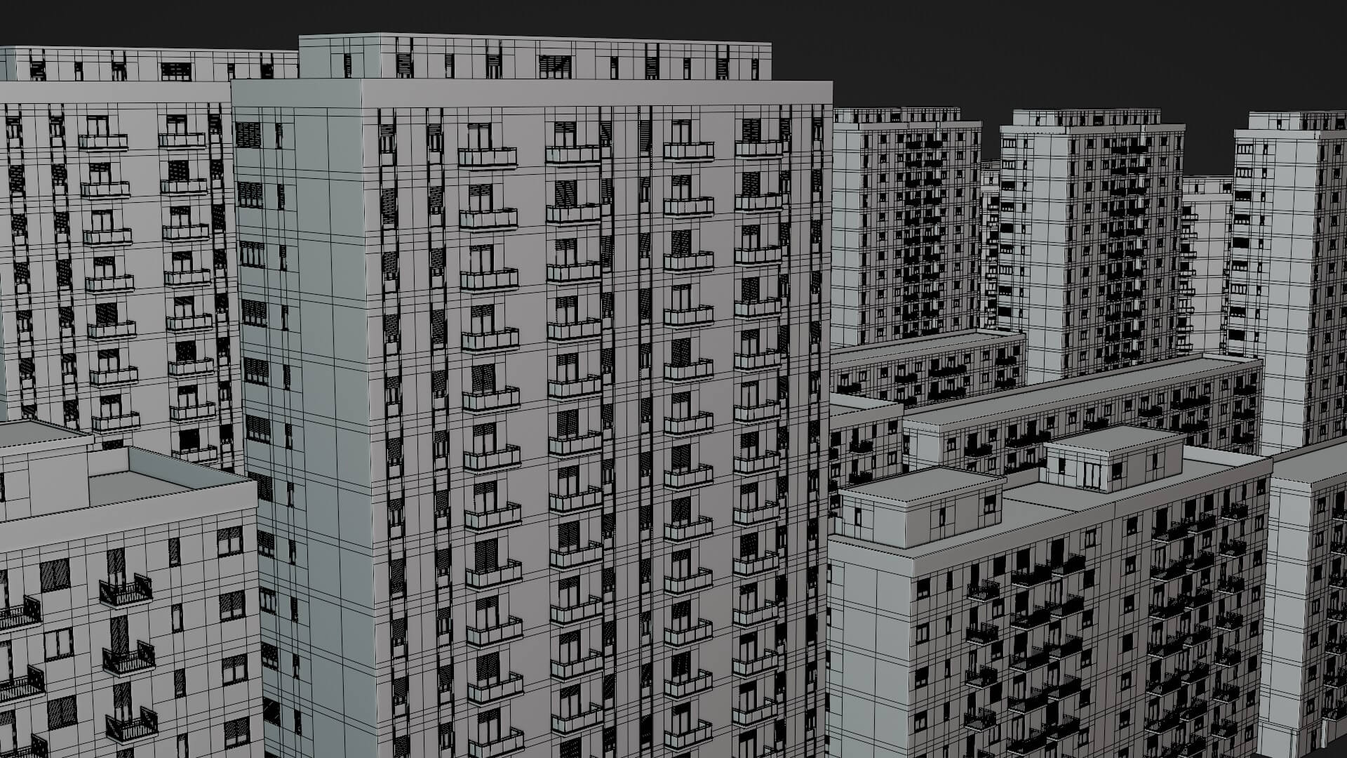 High Density City Residential Buildings Low Poly - 3D Model by ...