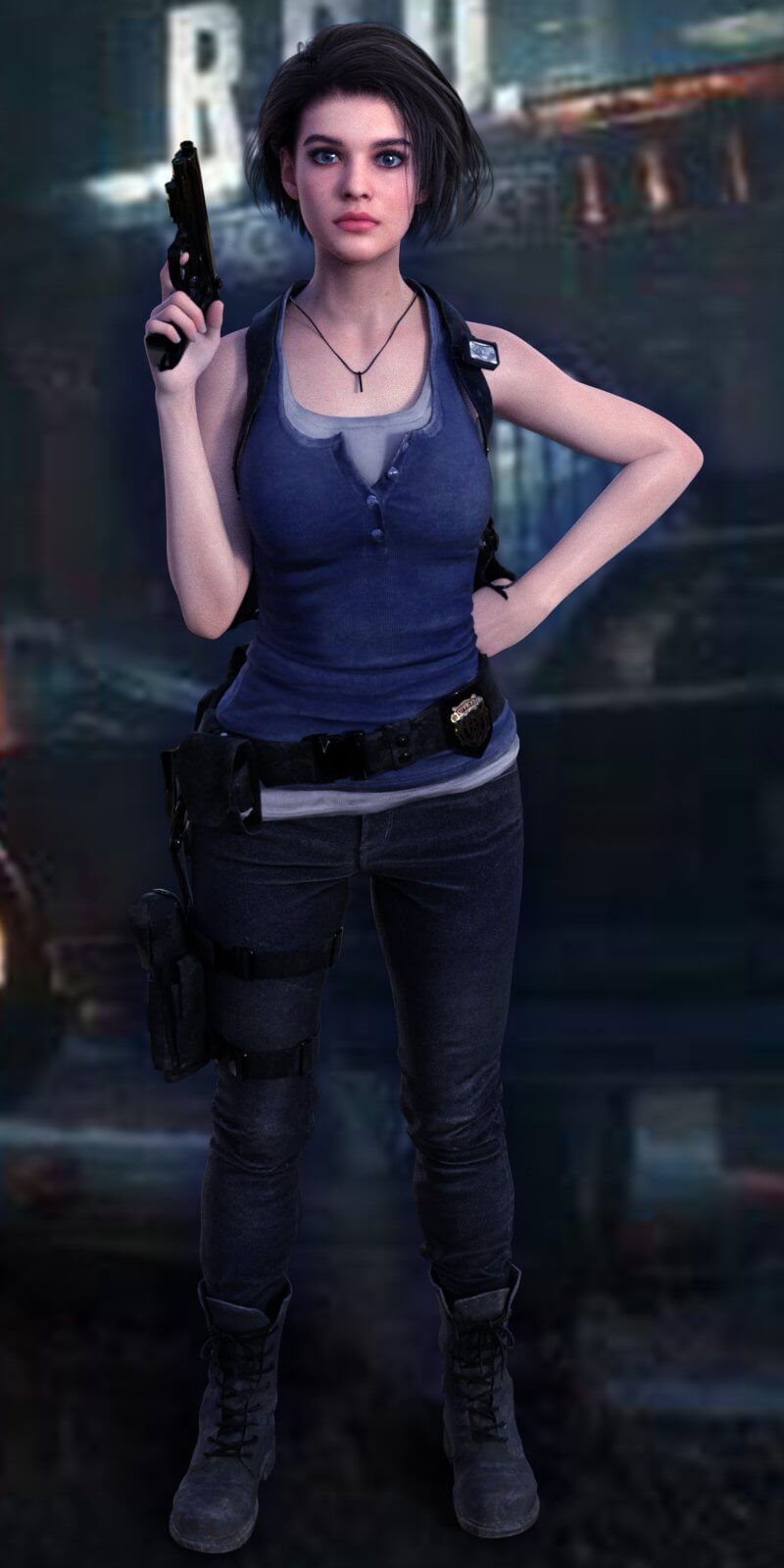 Jill Valentine RE3R (R.P.D) 3D Render, Digital Art by MarcosGAB
