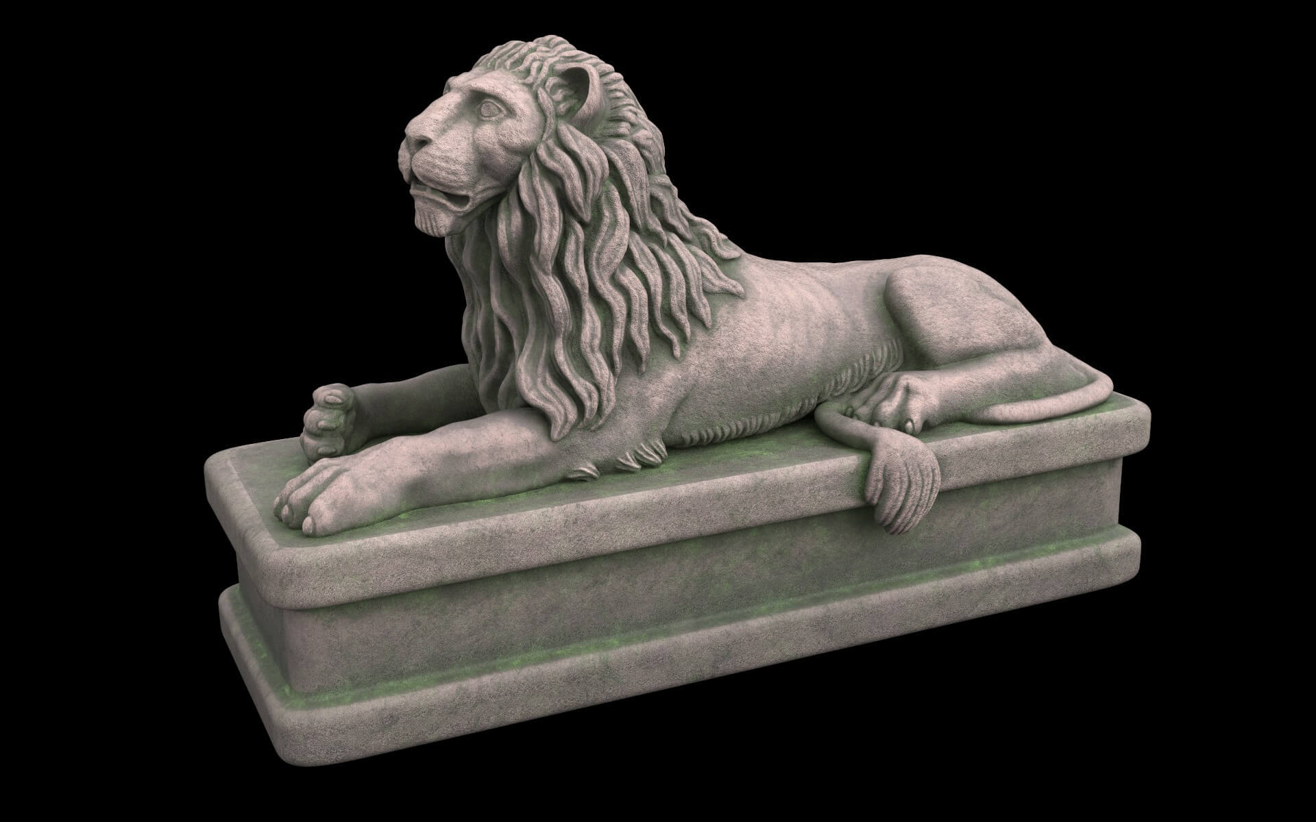 Lion Statue (Moss) - 3D Model by Marianna3D