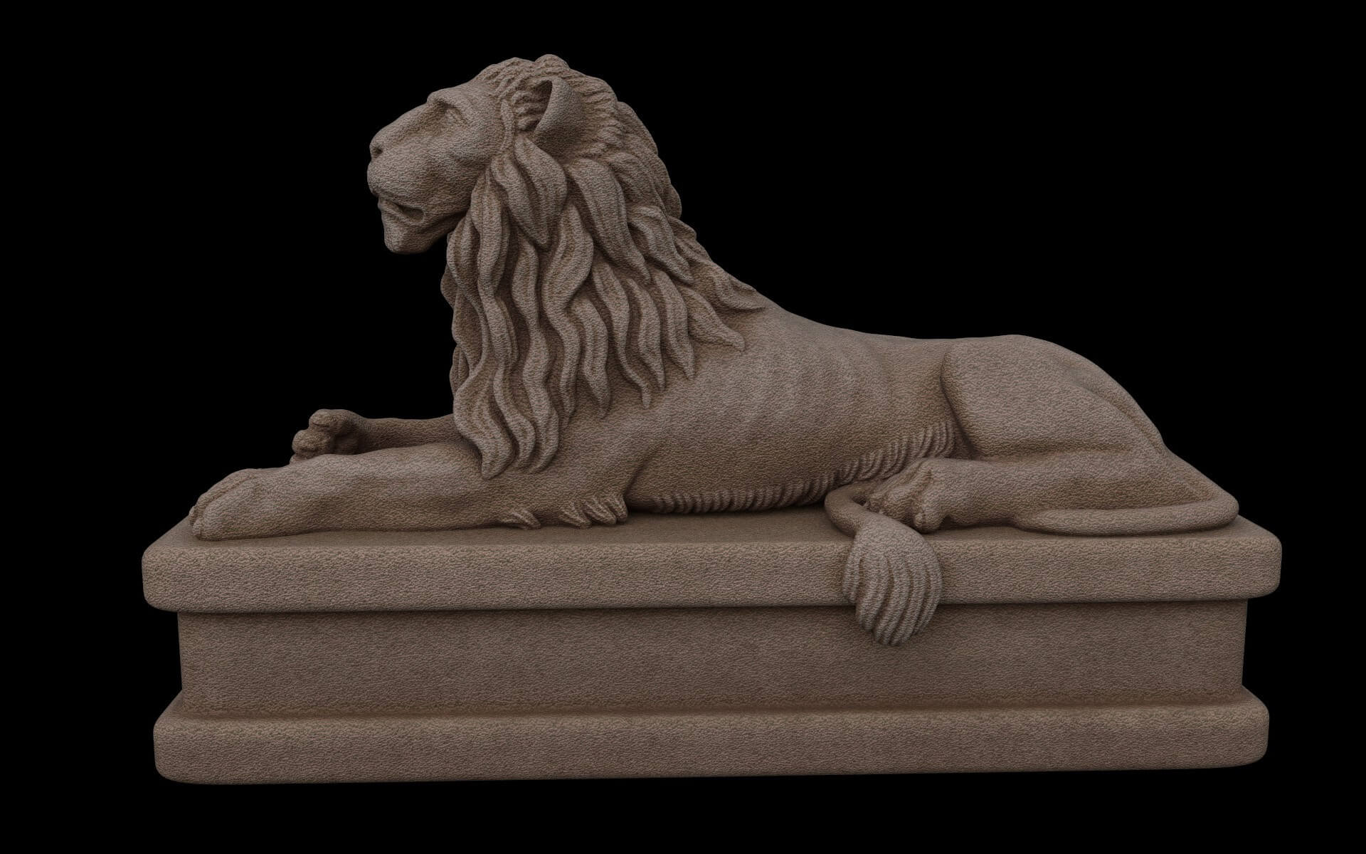 Lion Statue on a Pedestal - 3D Model by Marianna3D