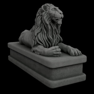 Lion Statue (Gray Stone) - 3D Model by Marianna3D