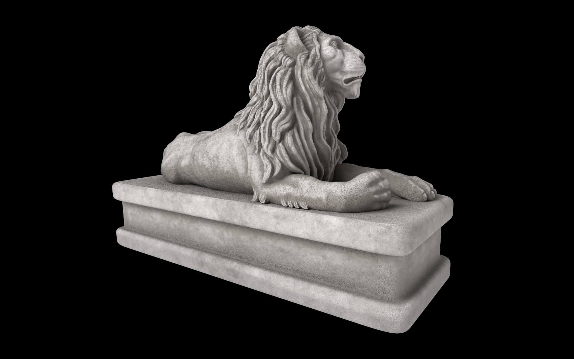 Lion Statue (White Stone) - 3D Model by Marianna3D
