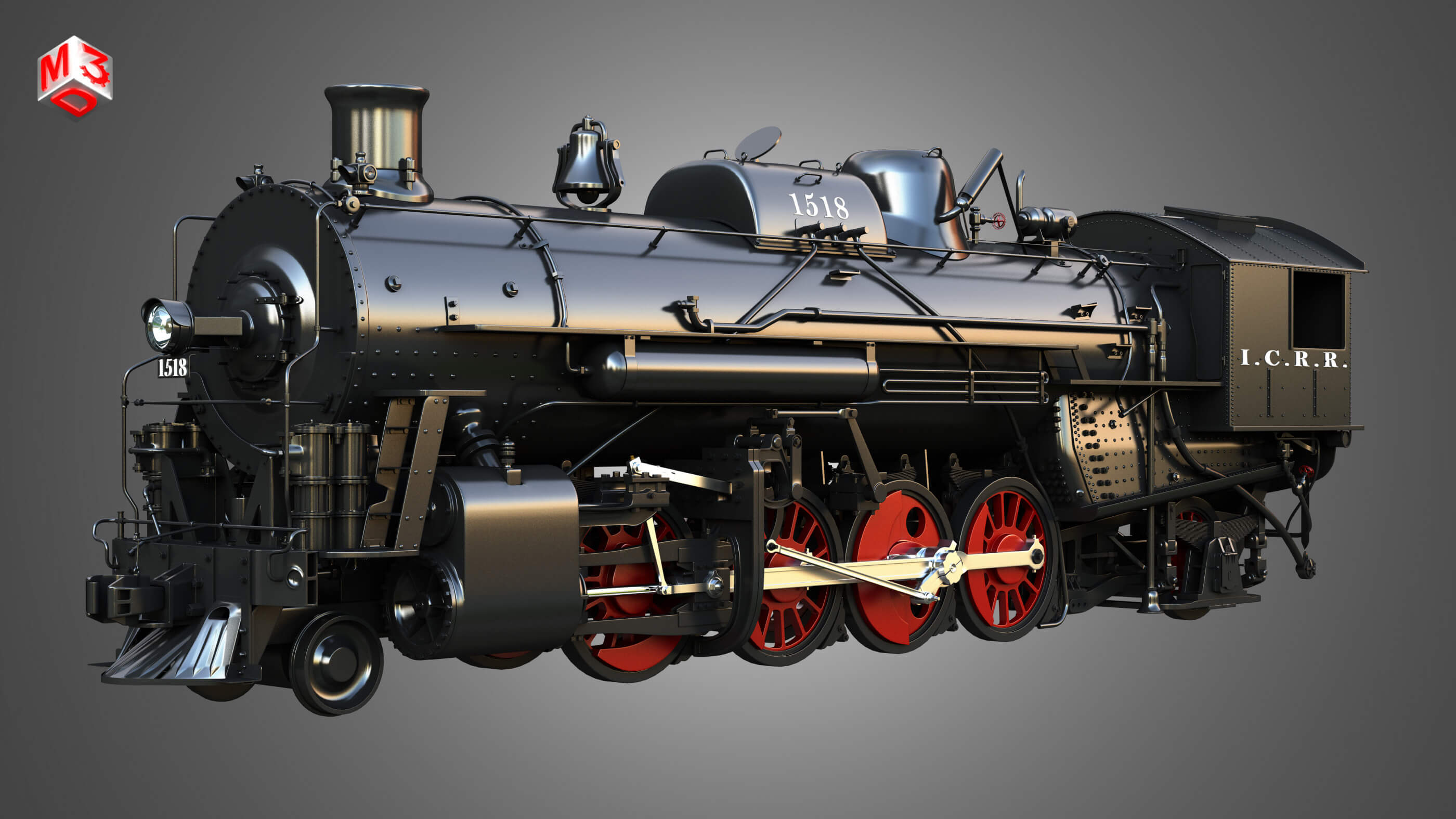1815 Steam Locomotive Train - 3D Model by Markos3d