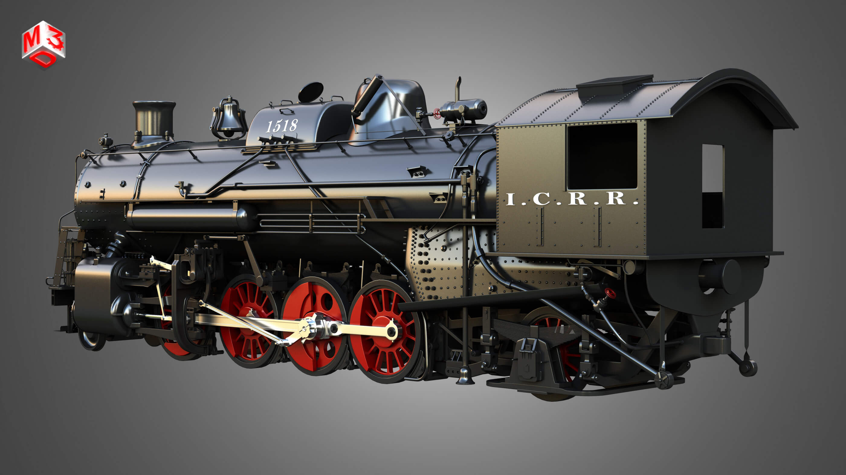 1815 Steam Locomotive Train - 3D Model by Markos3d