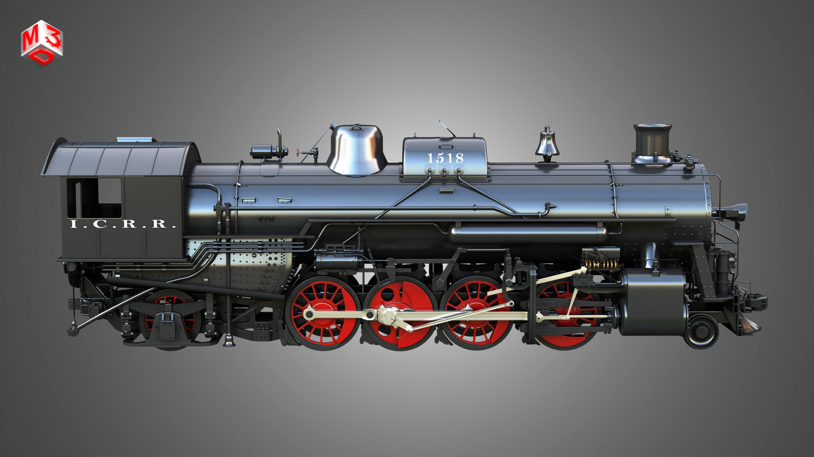1815 Steam Locomotive Train - 3D Model by Markos3d