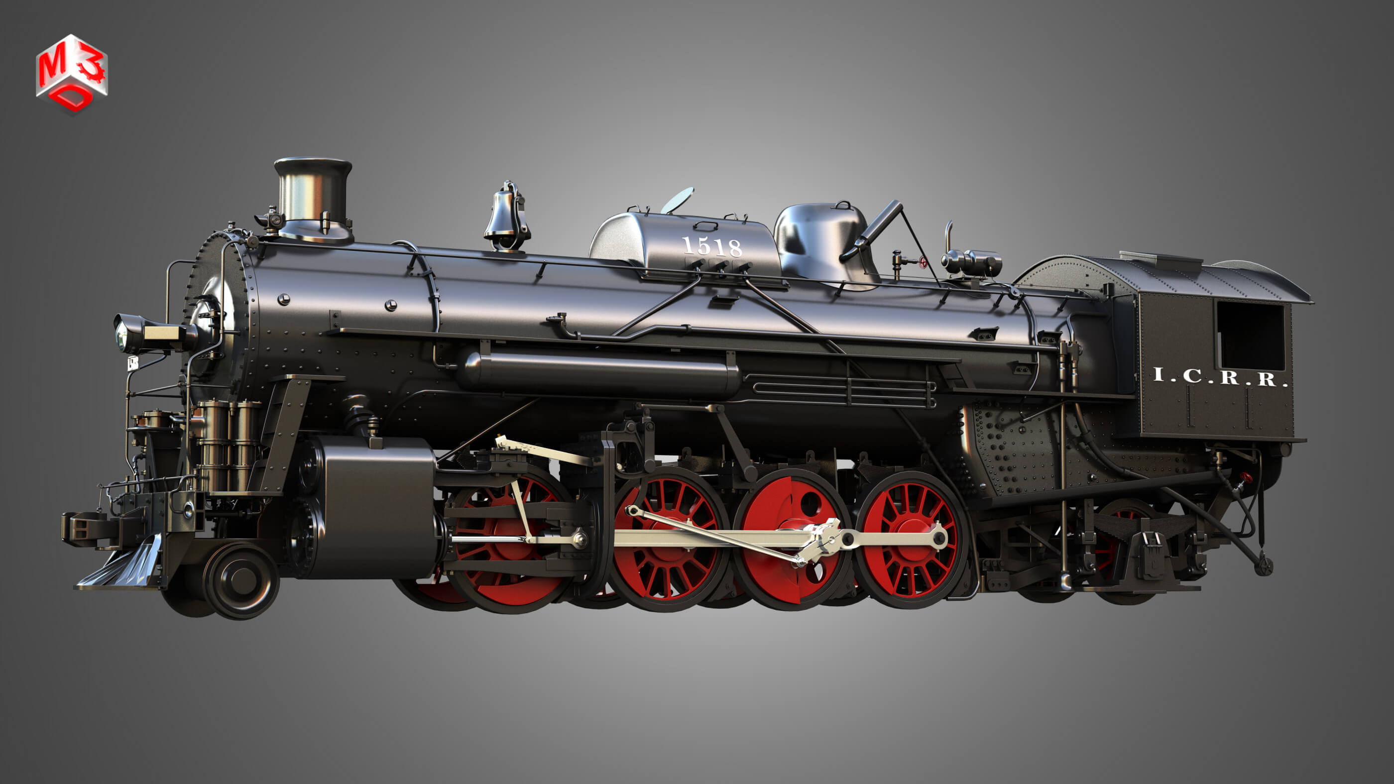 1815 Steam Locomotive Train - 3D Model by Markos3d