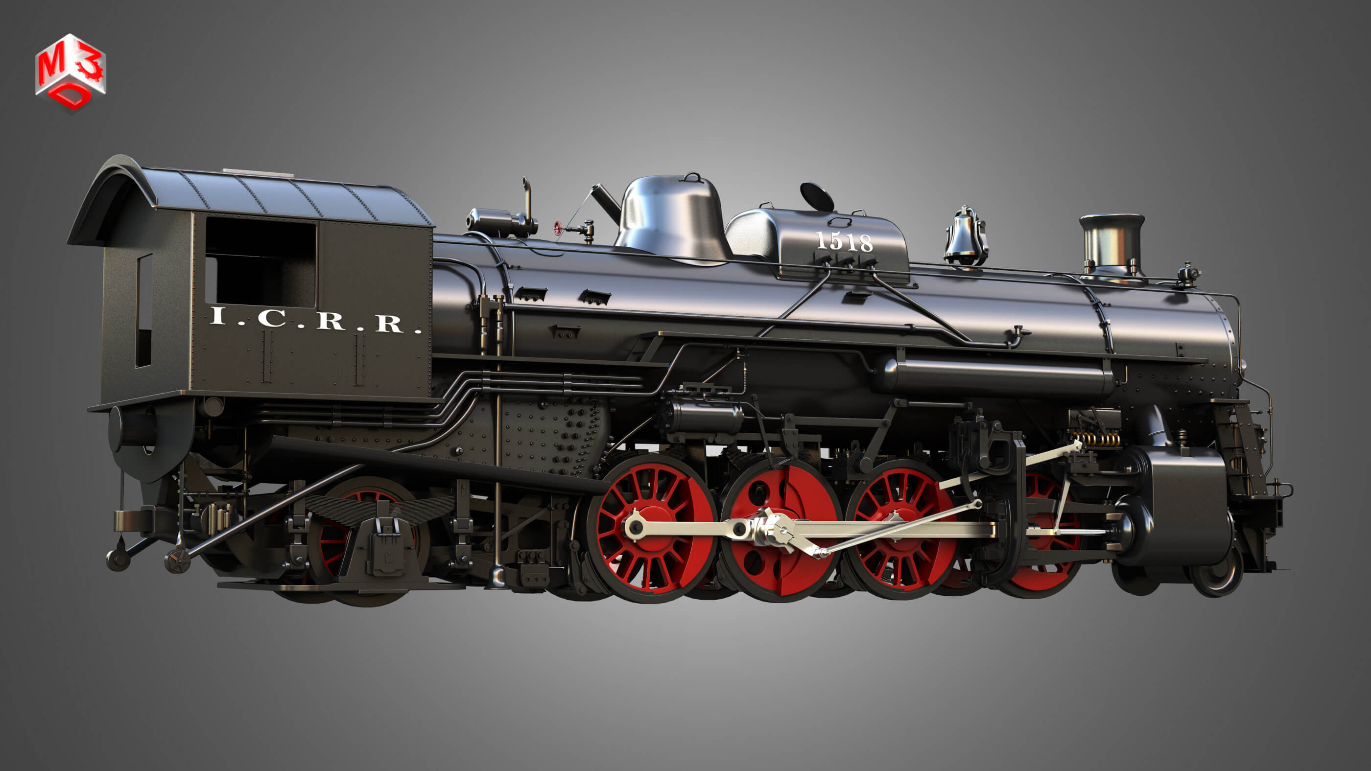 1815 Steam Locomotive Train - 3D Model by Markos3d