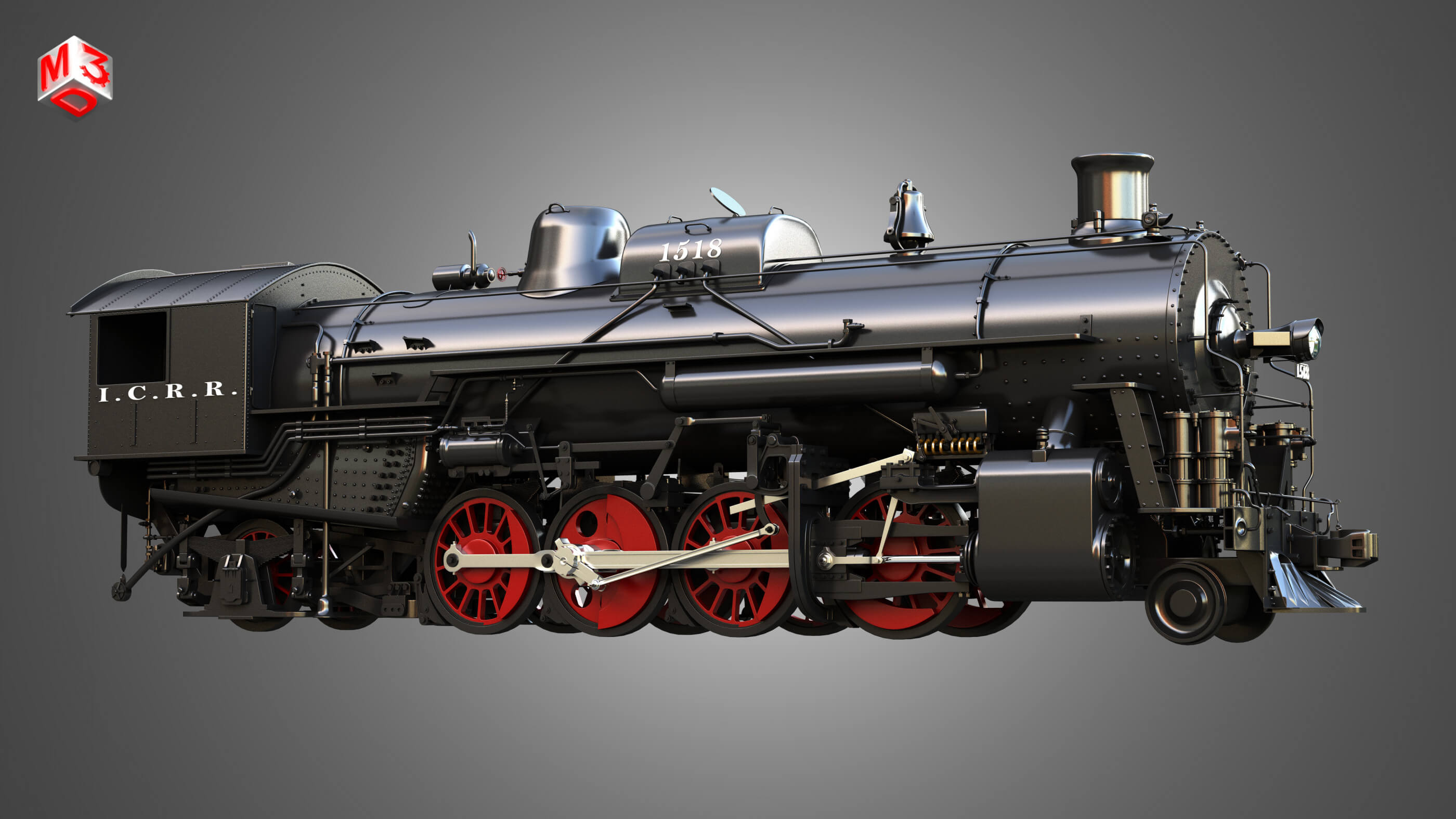1815 Steam Locomotive Train - 3D Model by Markos3d