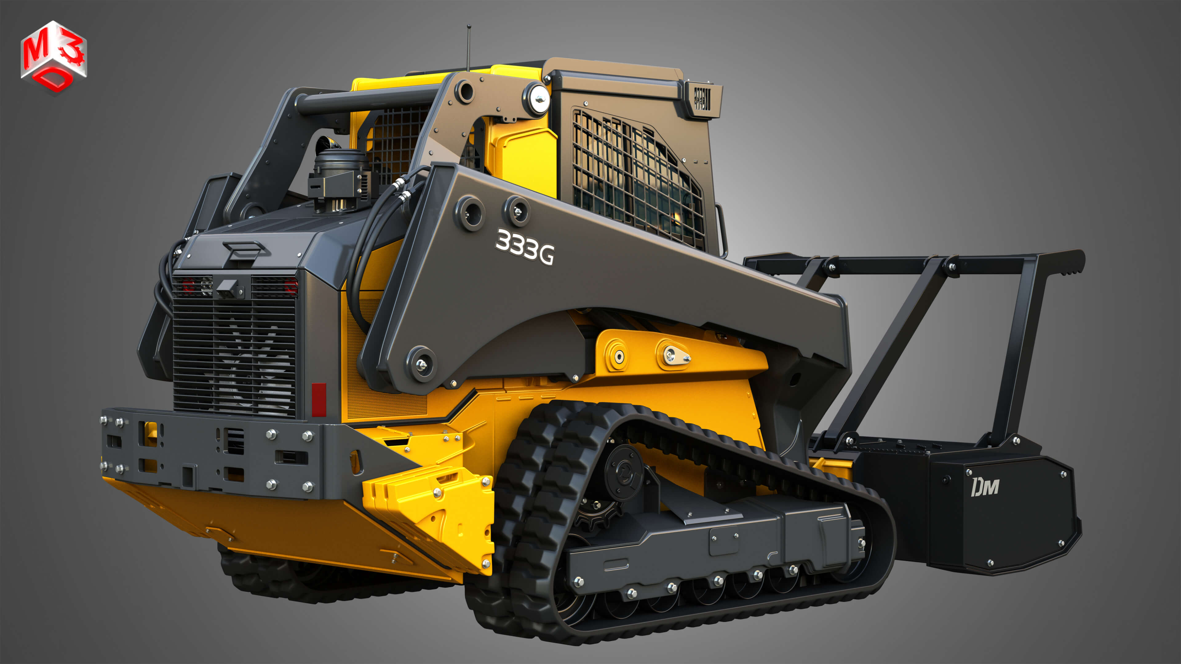 333G Compact Track Loader - Drum Mulcher 3D Model by Markos3d