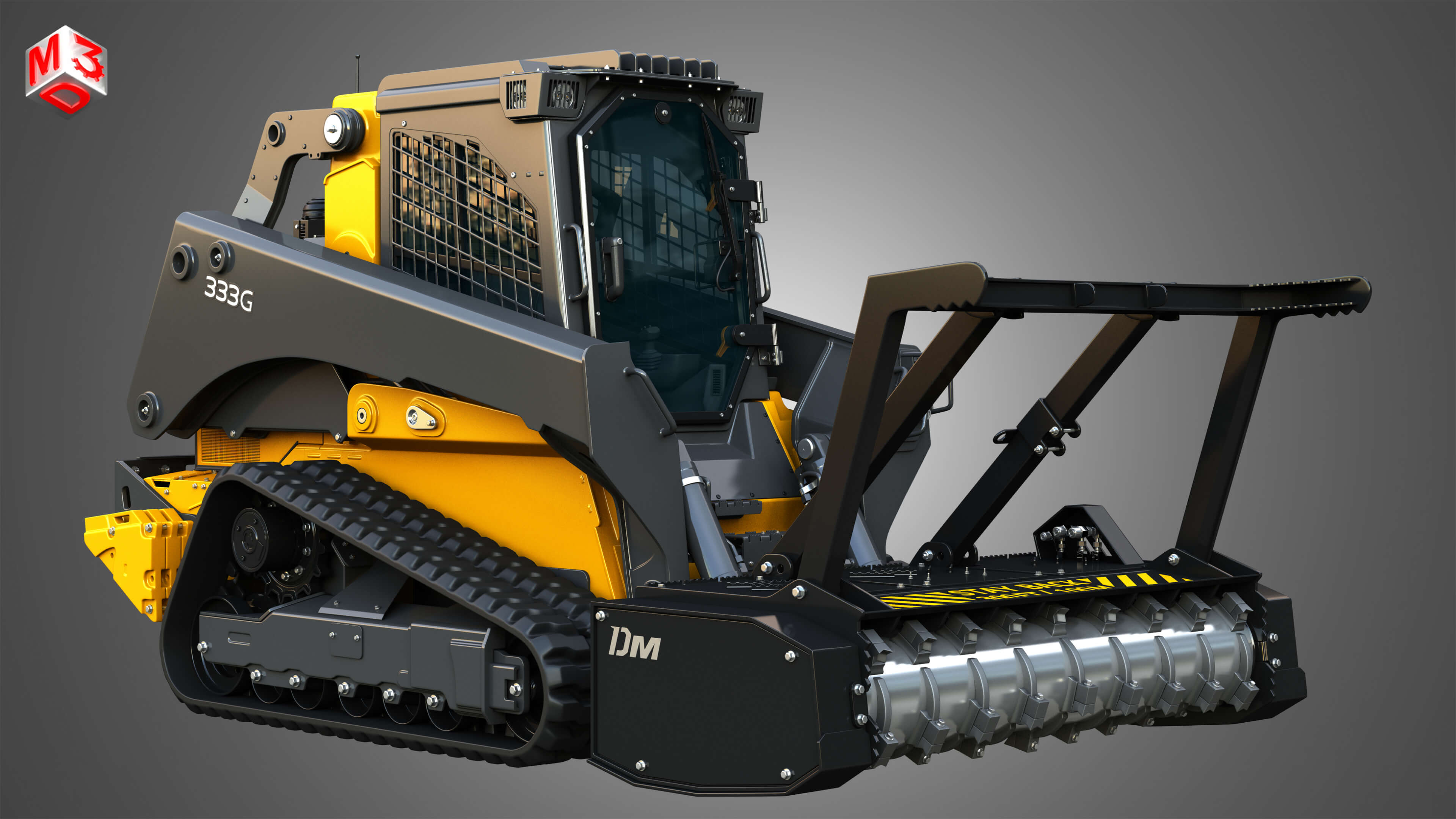 333G Compact Track Loader - Drum Mulcher 3D Model by Markos3d