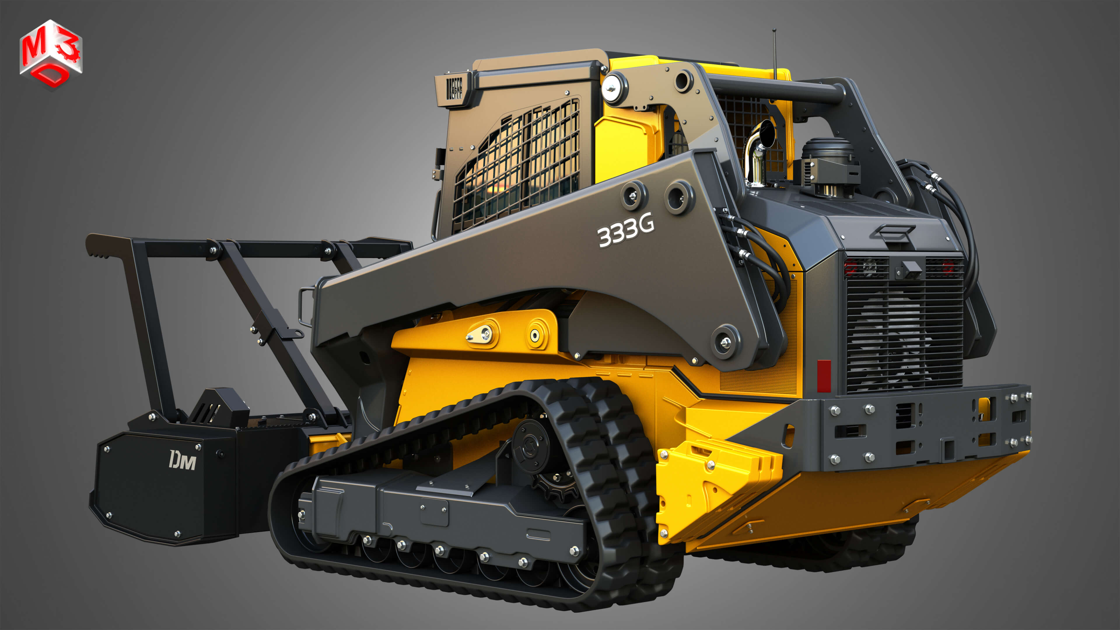 333G Compact Track Loader - Drum Mulcher 3D Model by Markos3d