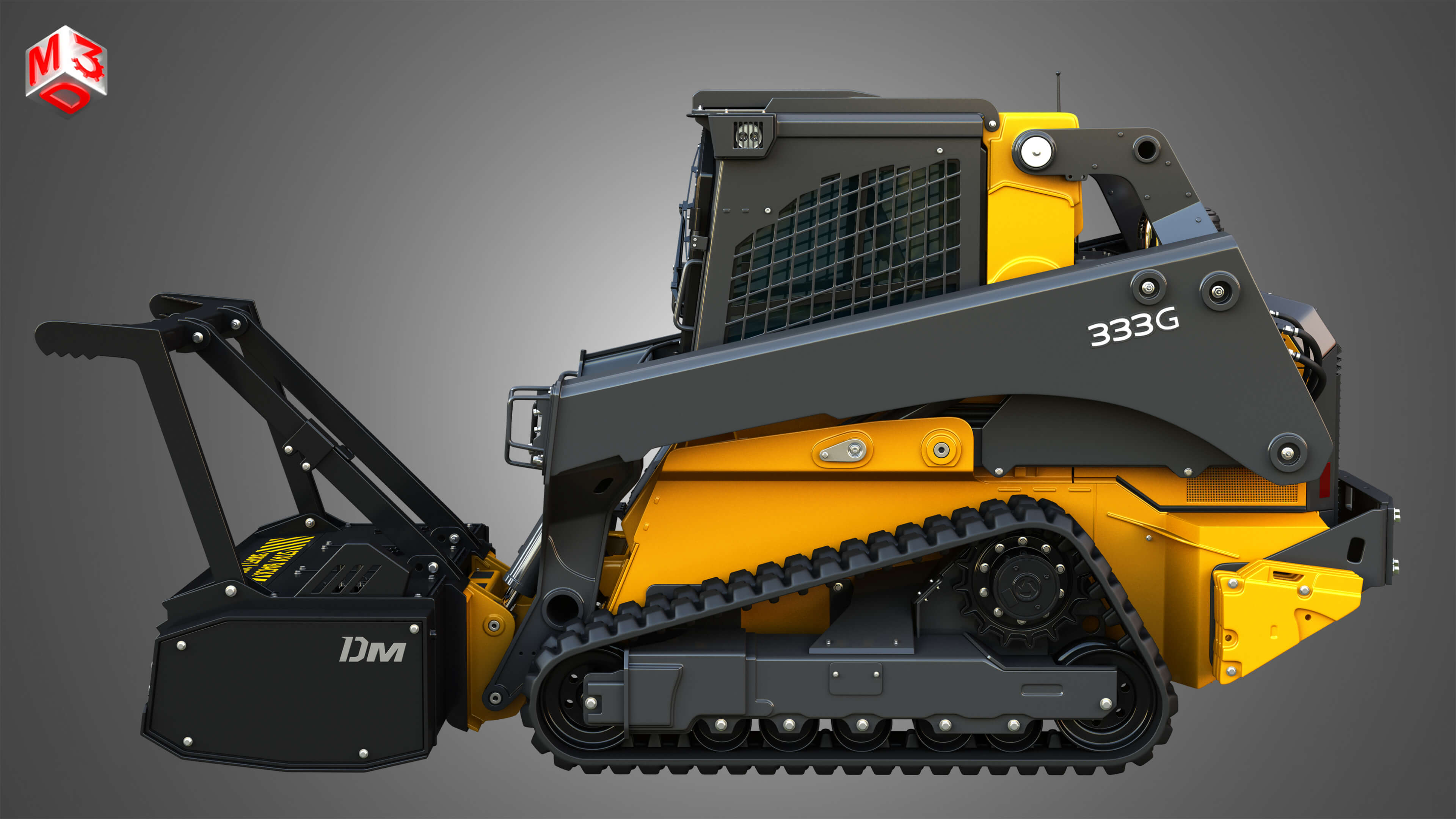 333G Compact Track Loader - Drum Mulcher 3D Model by Markos3d