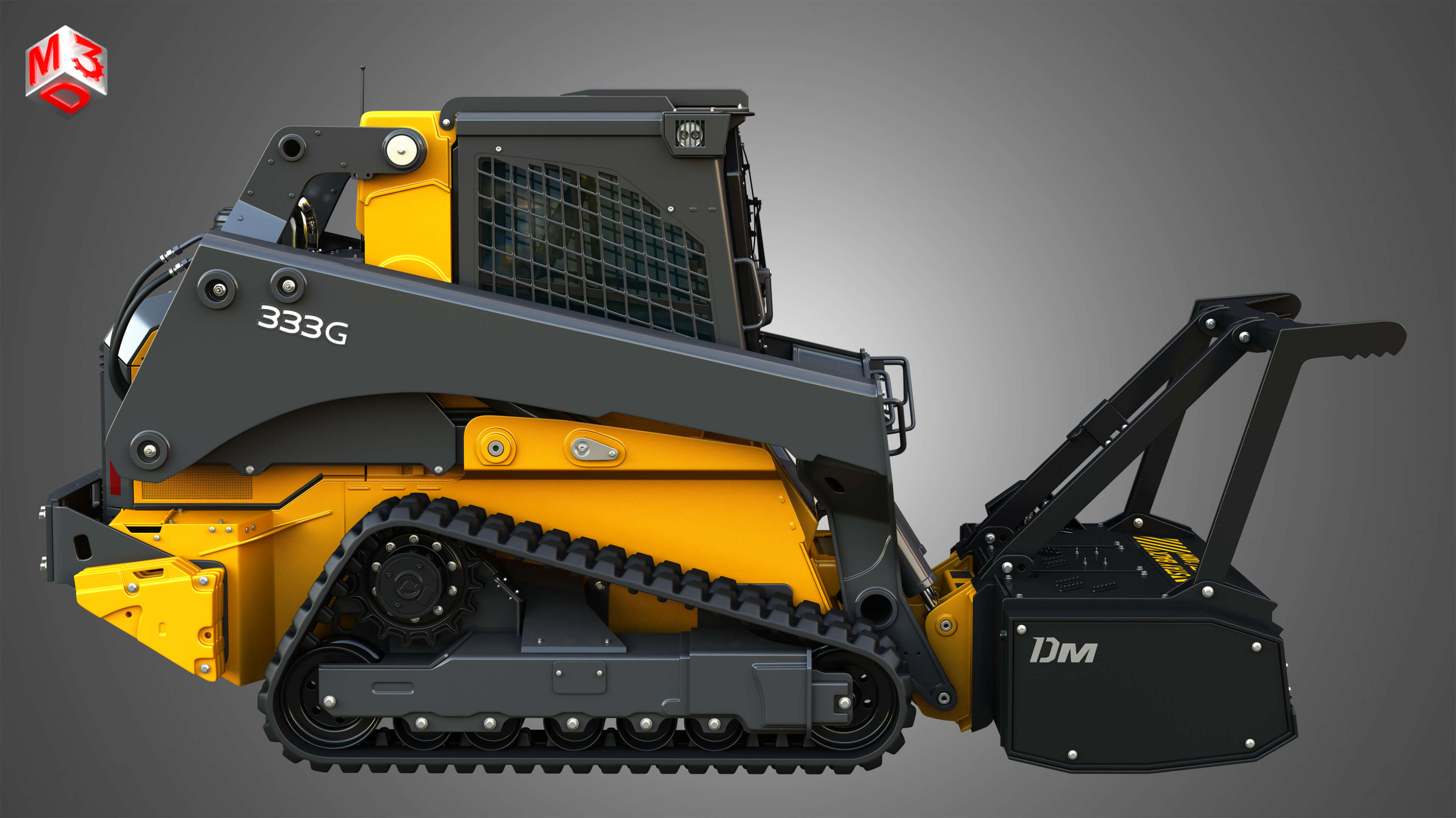 333G Compact Track Loader - Drum Mulcher 3D Model by Markos3d