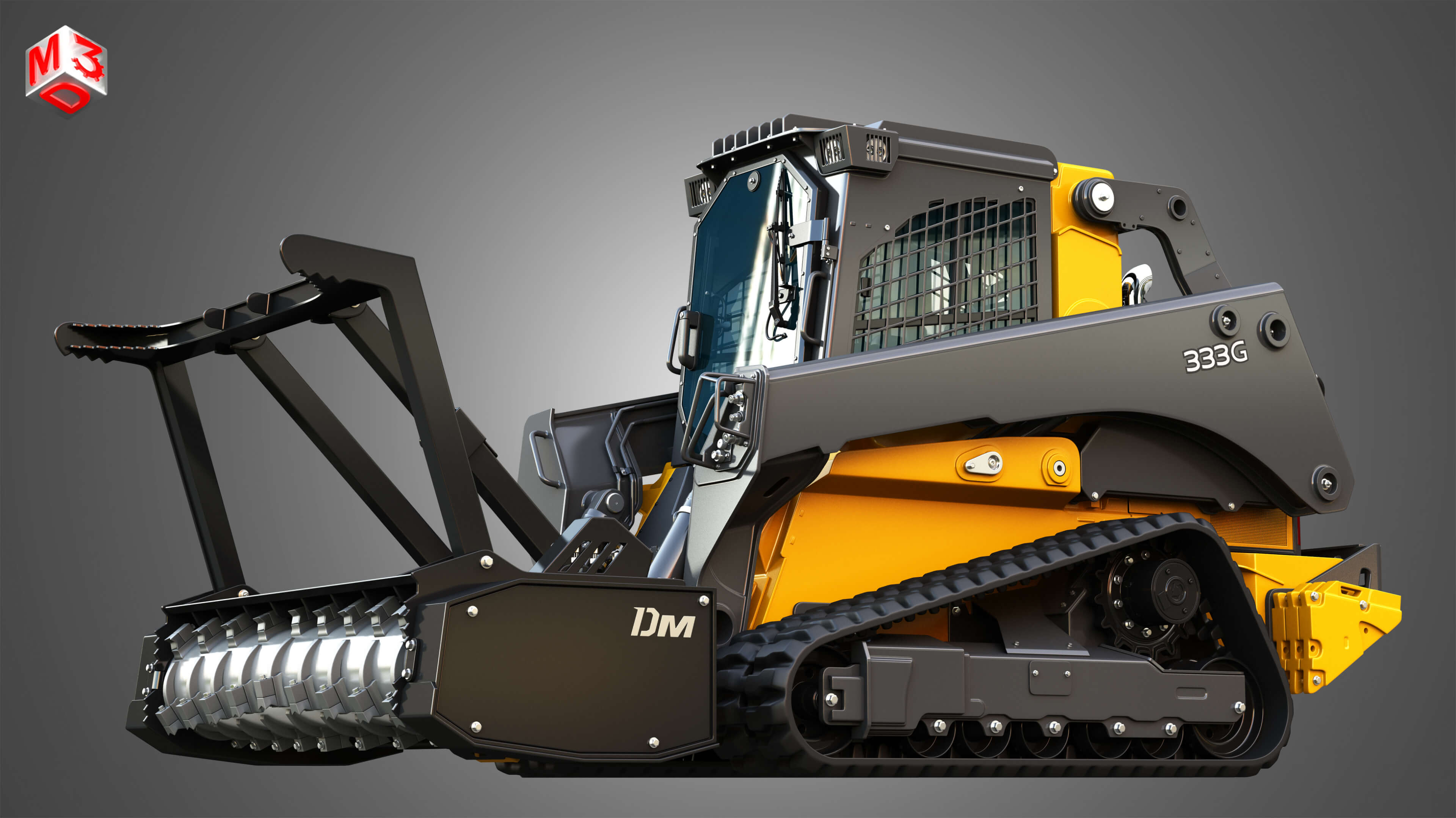 333G Compact Track Loader - Drum Mulcher 3D Model by Markos3d